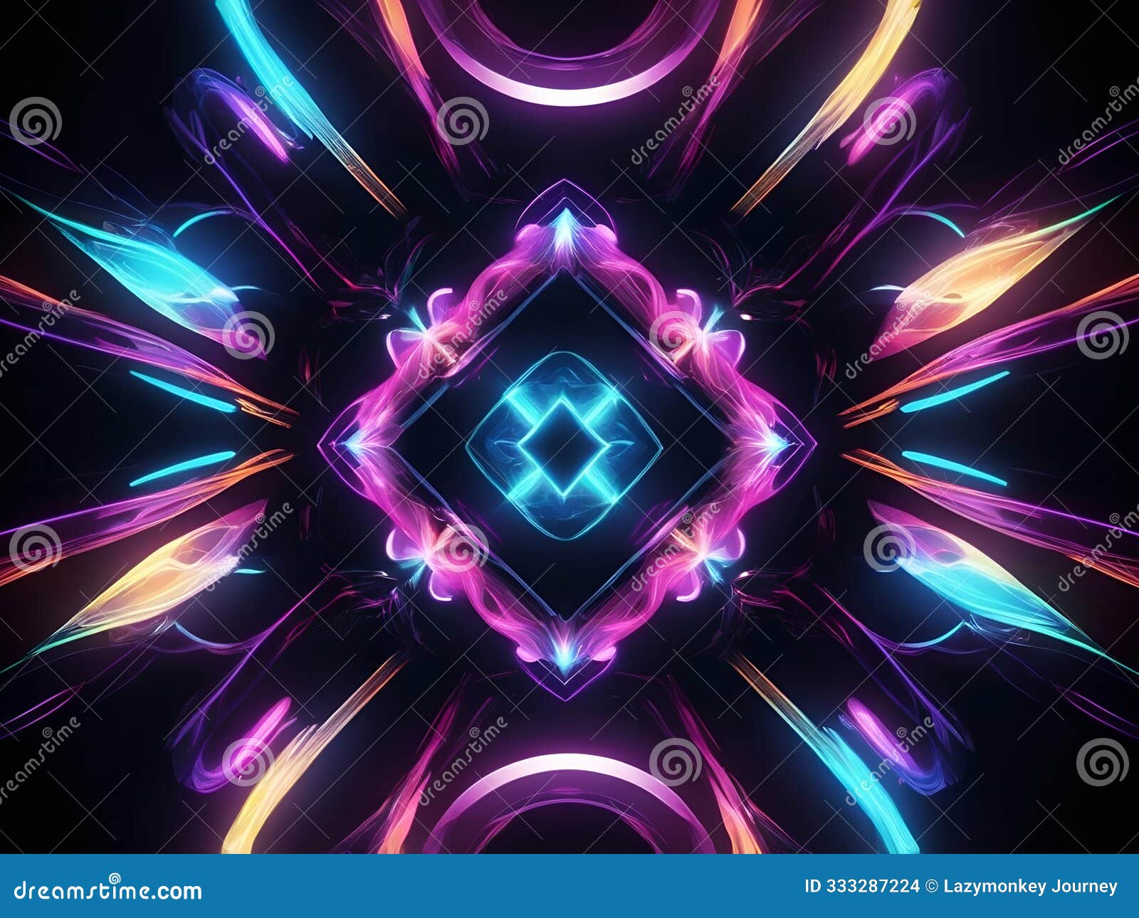 Abstract Neon Light Effects Glow Festive Decoration Blurred Background ...