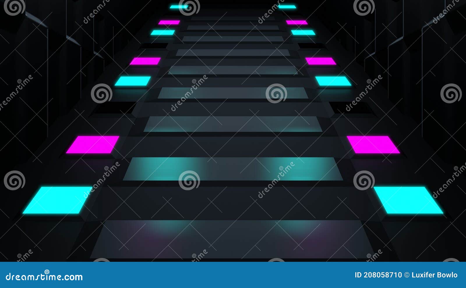 Abstract Neon Light Studio, Appearing Glowing Pink Blue Flickering ...
