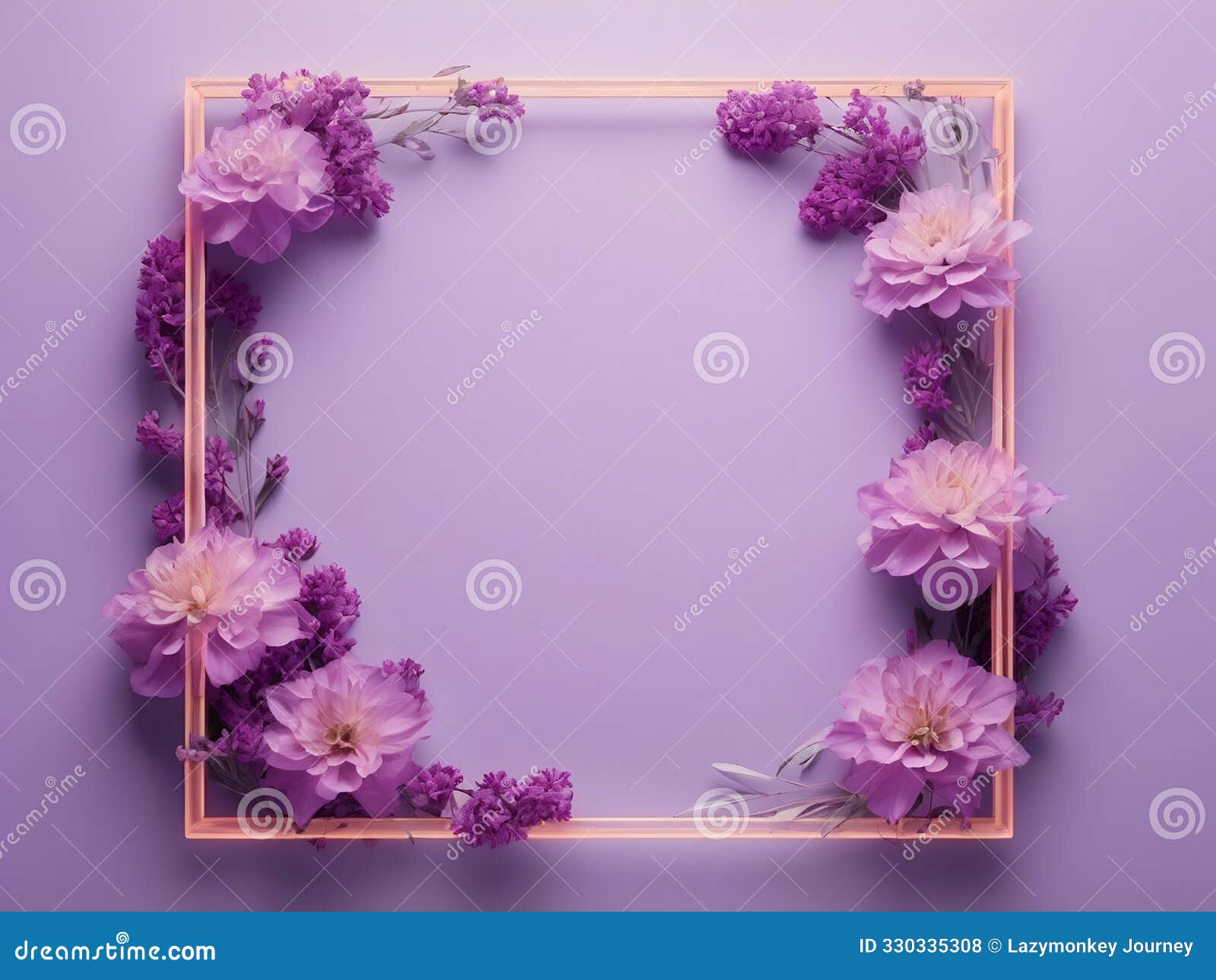 Abstract Neon Lilac Floral Vintage Frame Stock Illustration ...