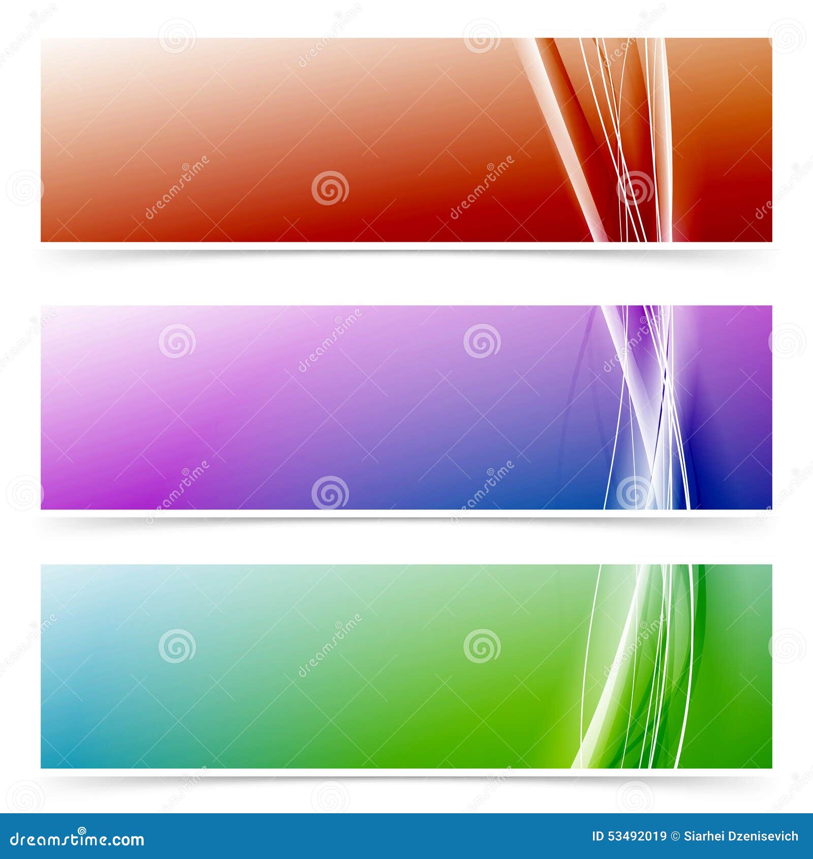 Abstract Neon Line Colorful Header Footer Set Stock Vector ...