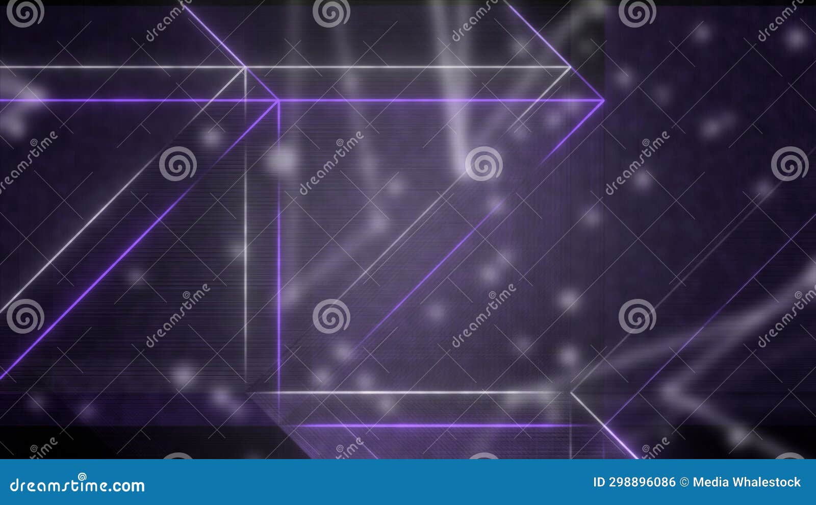 Abstract Neon Lines, Angles, and Dots on a Black Background. Motion ...