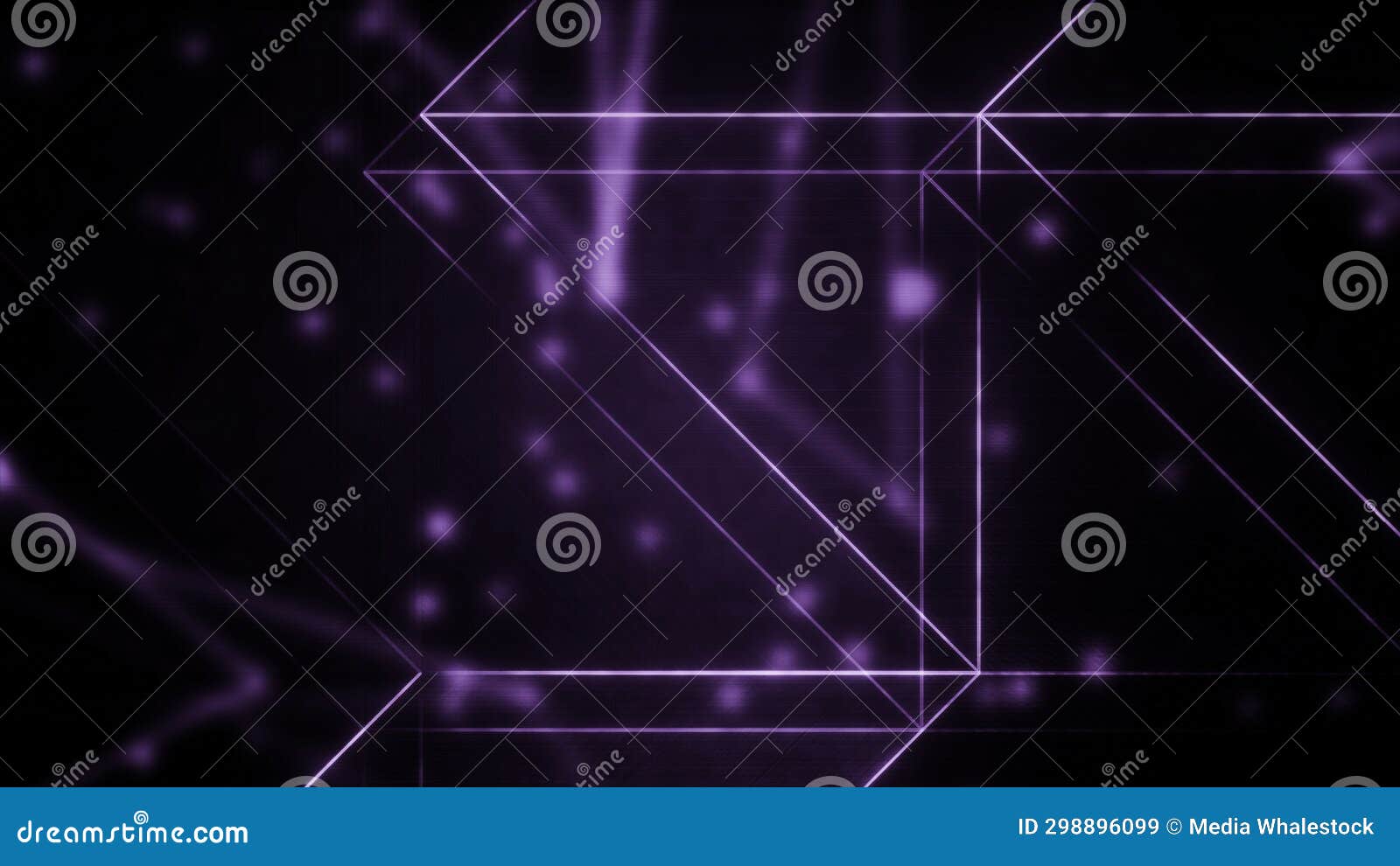 Abstract Neon Lines, Angles, and Dots on a Black Background. Motion ...