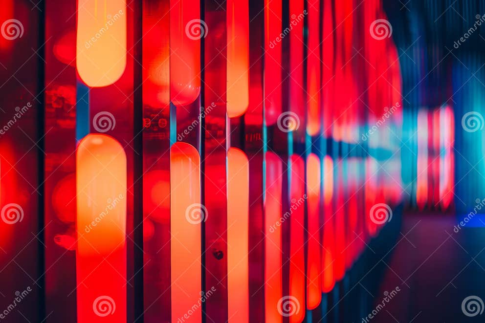 An Abstract Neon Lit Wall with Red and Blue Light Patterns Creates a ...
