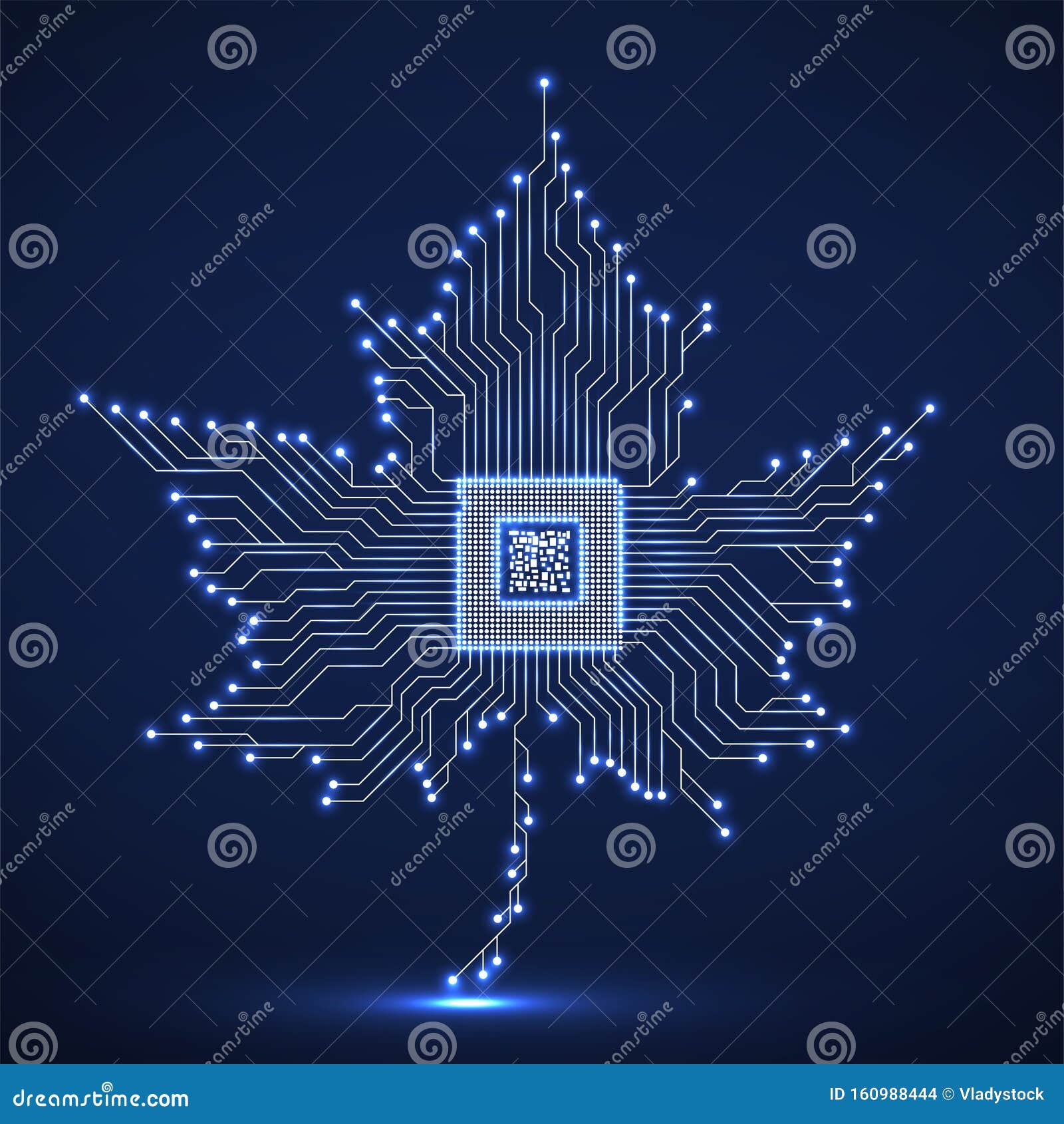 Abstract Neon Maple Leaf With Microprocessor Inside Vector Illustration ... Abstract Neon Maple Leaf With Microprocessor Inside Vector Illustration ...