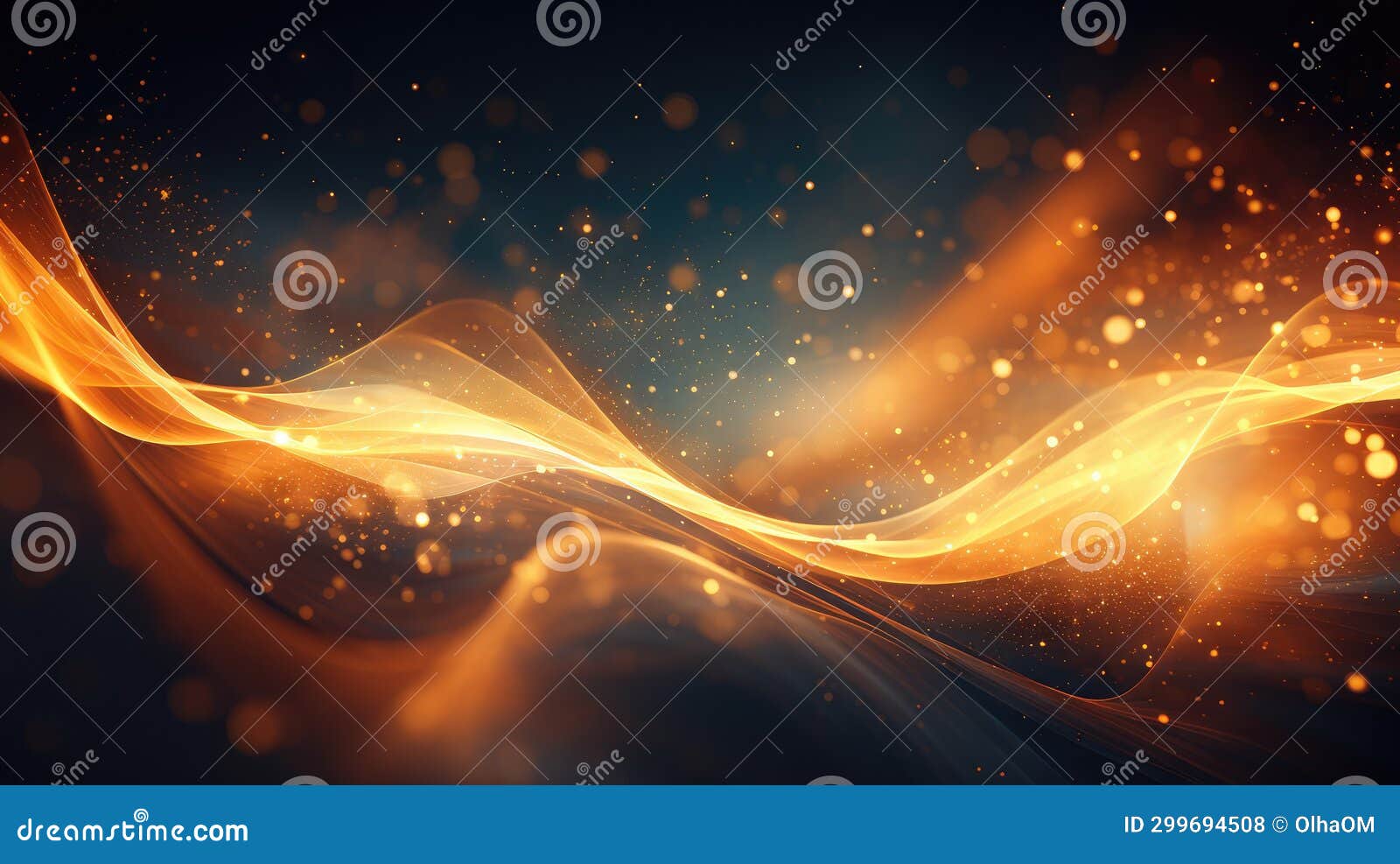 Abstract Neon Multicolor Particles Background. Glowing Bokeh Waves and ...