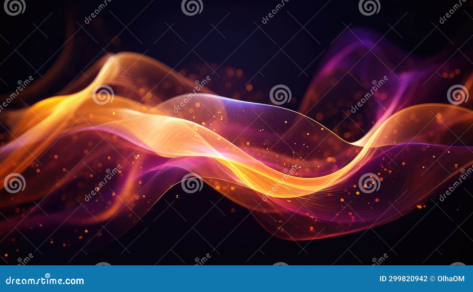 Abstract Neon Multicolor Particles Background. Glowing Bokeh Waves and ...