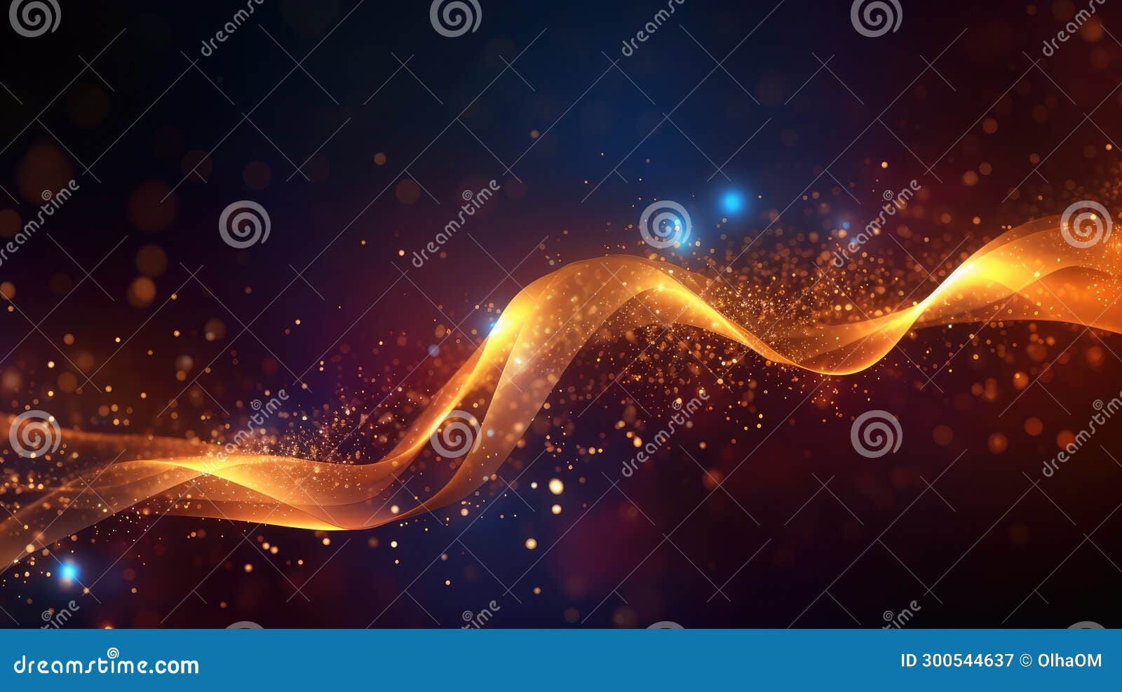 Abstract Neon Multicolor Particles Background. Glowing Bokeh Waves and ...