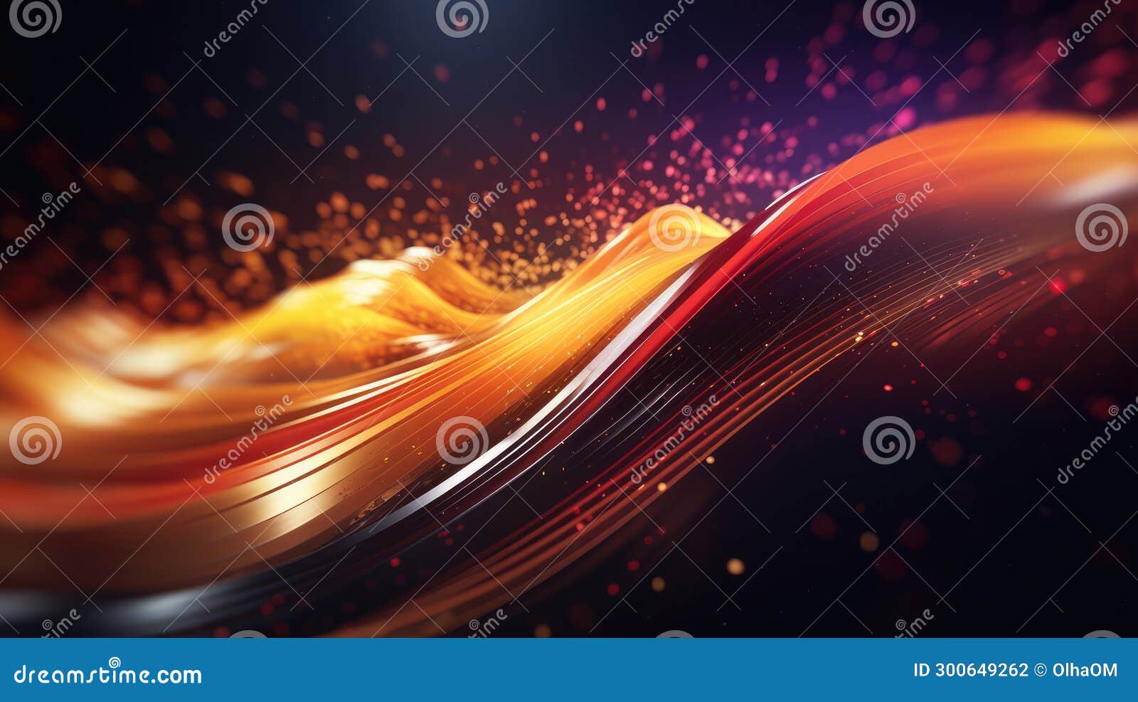 Abstract Neon Multicolor Particles Background. Glowing Bokeh Waves and ...