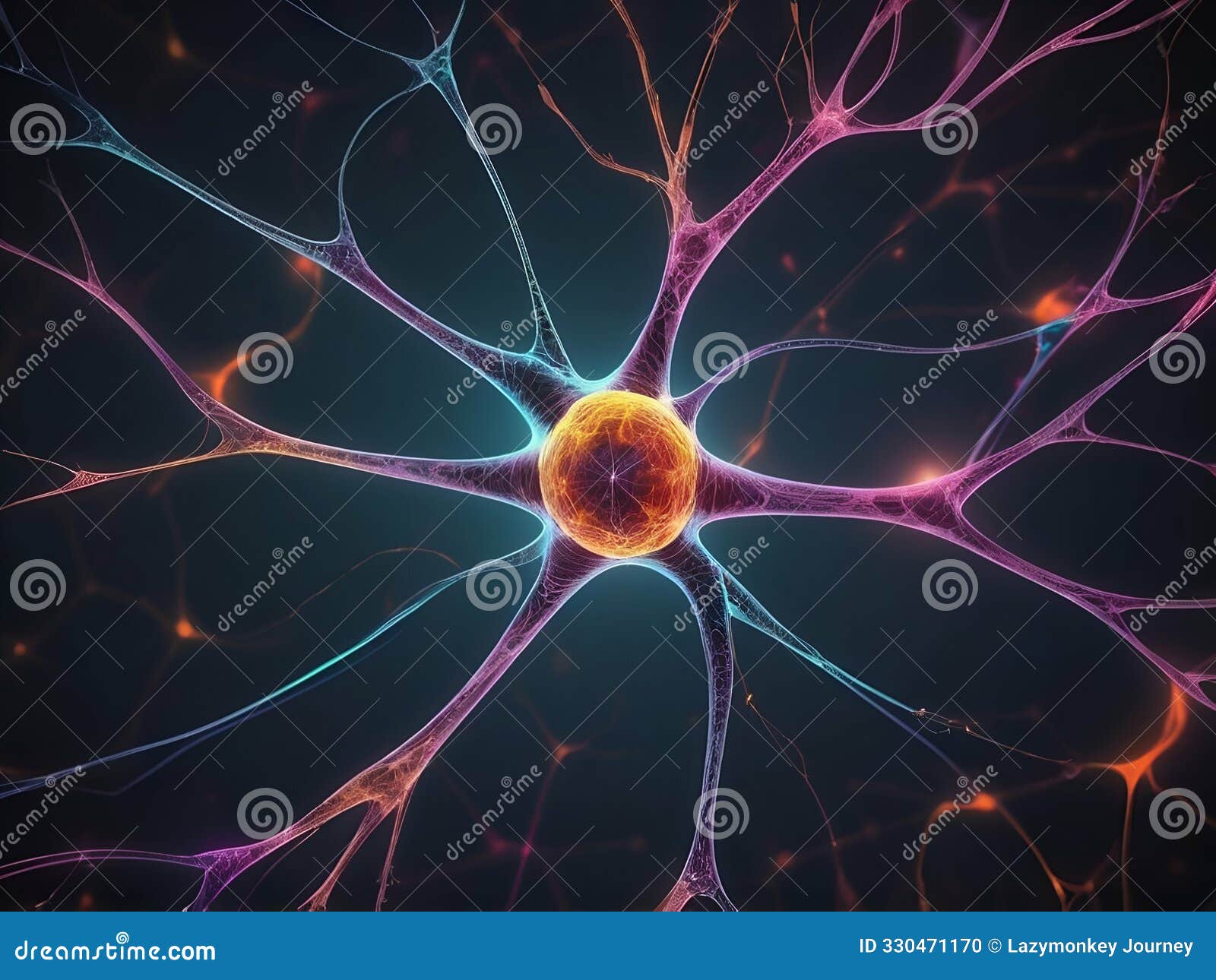 Abstract Neon Neuron Cell Shiny Blurred Autumn Colors Digital Swirled ...