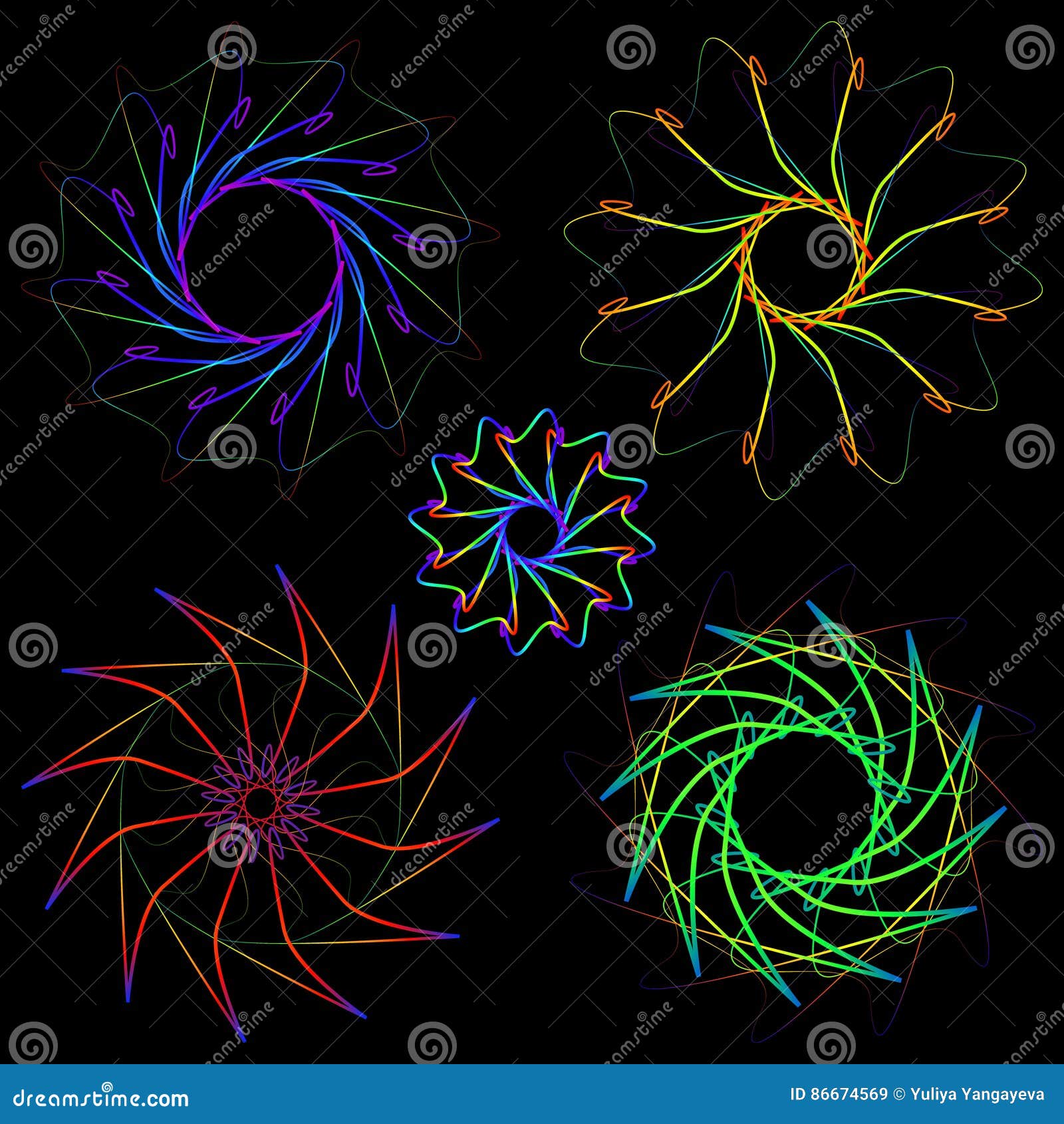 Abstract neon objects. stock vector. Illustration of frame - 86674569