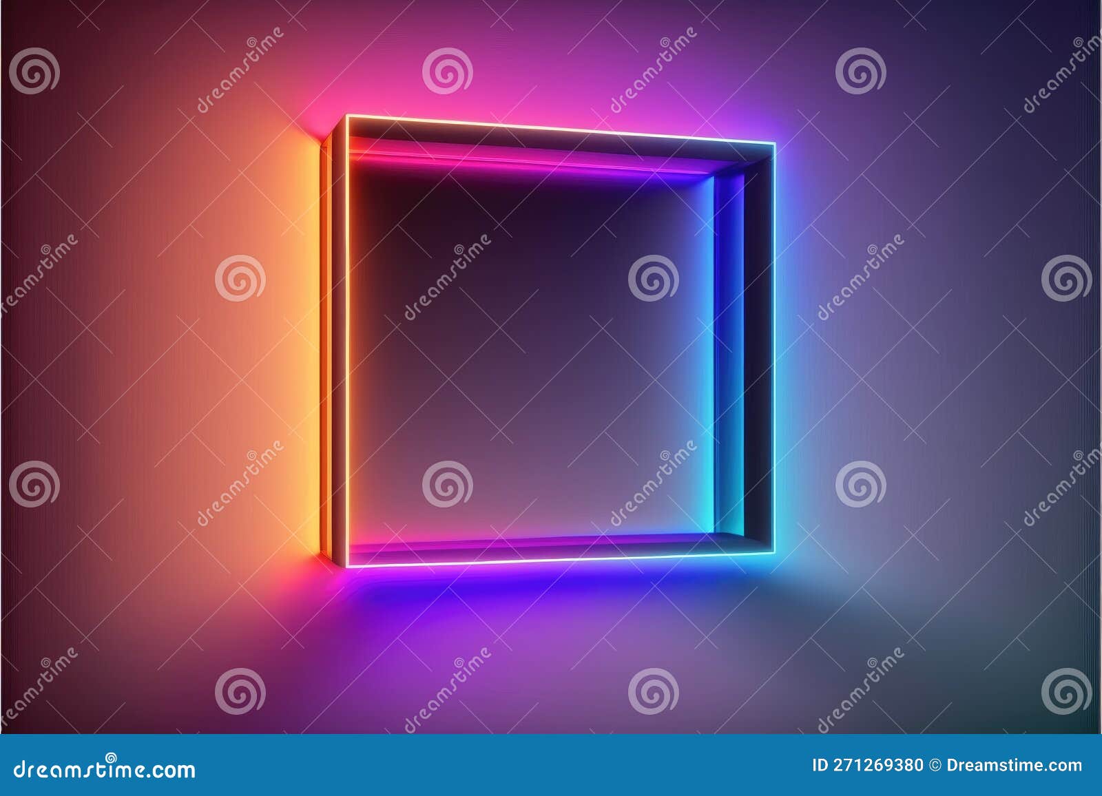 Abstract Neon Overlap Square Frame with Shining Effects Designed. Stock ...