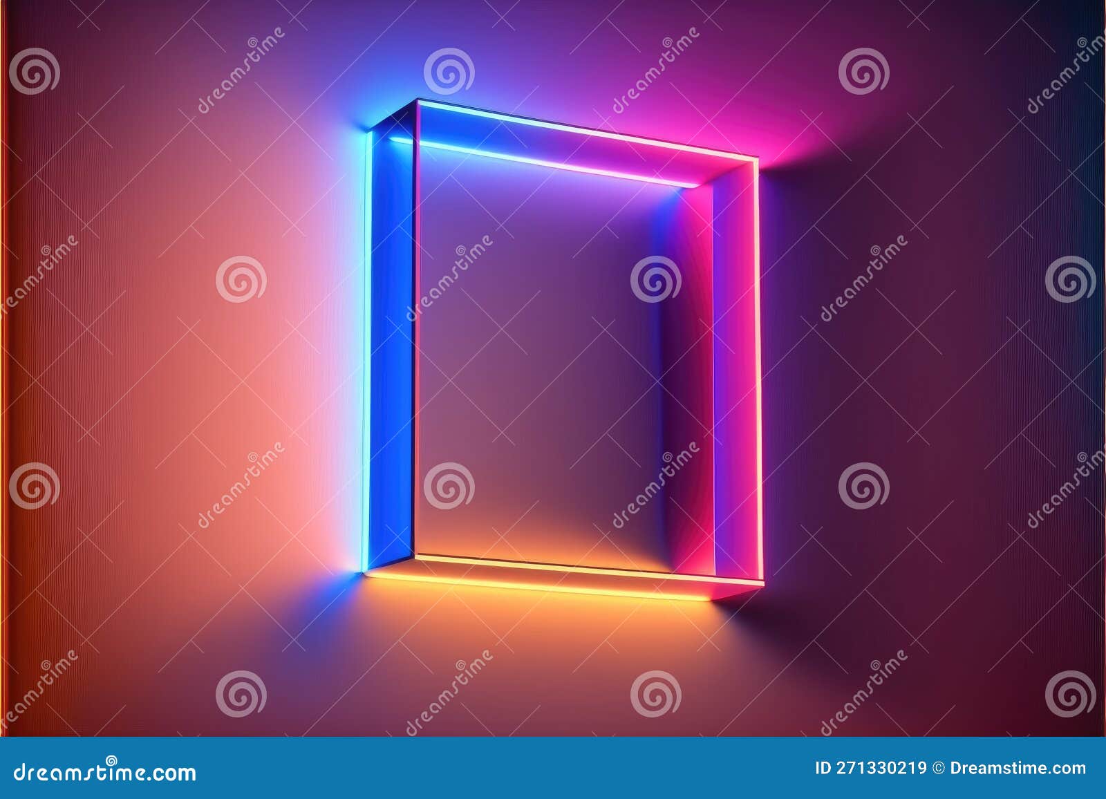 Abstract Neon Overlap Square Frame with Shining Effects Designed. Stock ...