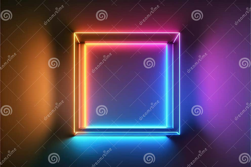 Abstract Neon Overlap Square Frame with Shining Effects Designed. Stock ...