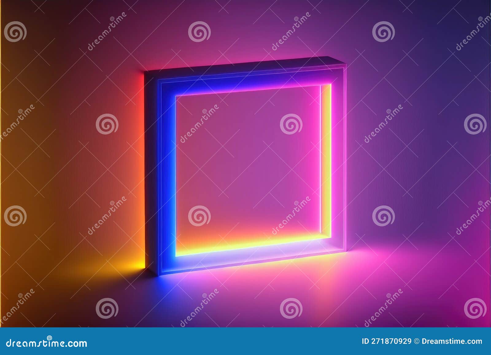 Abstract Neon Overlap Square Frame with Shining Effects Designed. Stock ...