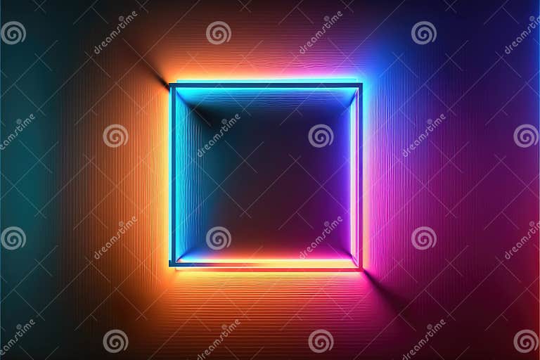 Abstract Neon Overlap Square Frame with Shining Effects Designed. Stock ...