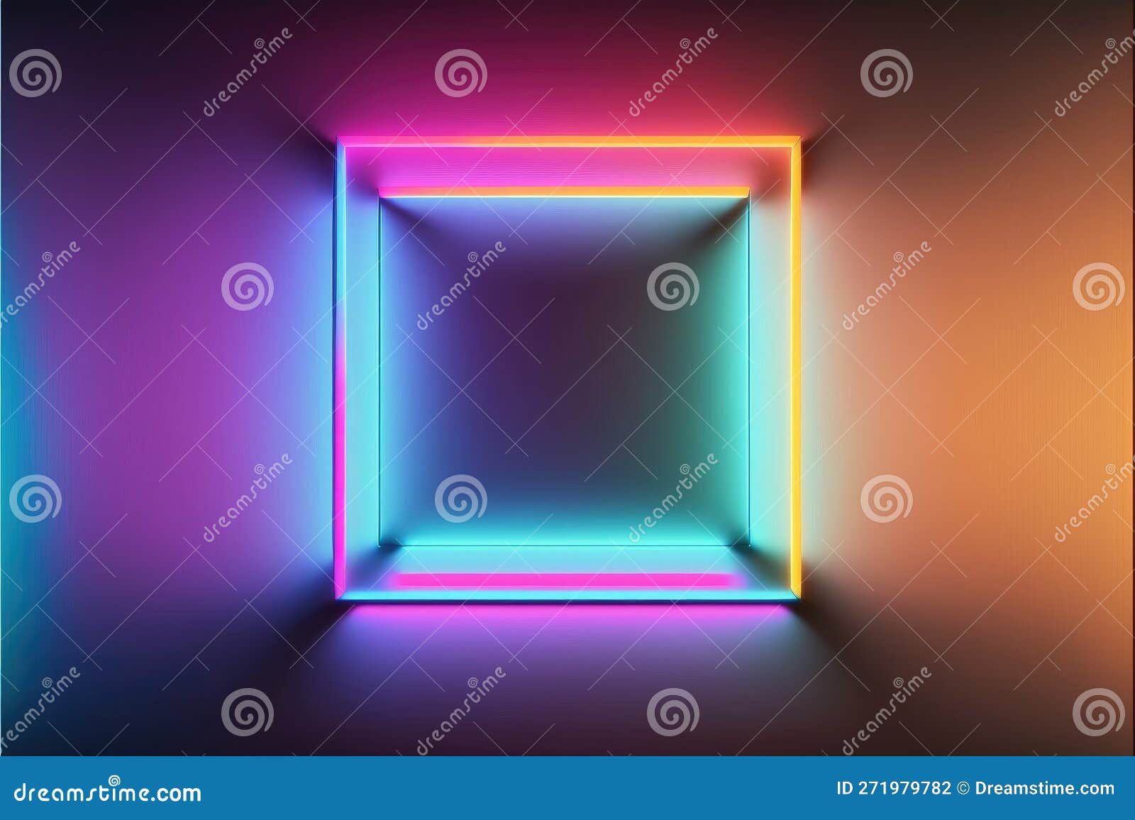 Abstract Neon Overlap Square Frame with Shining Effects Designed. Stock ...