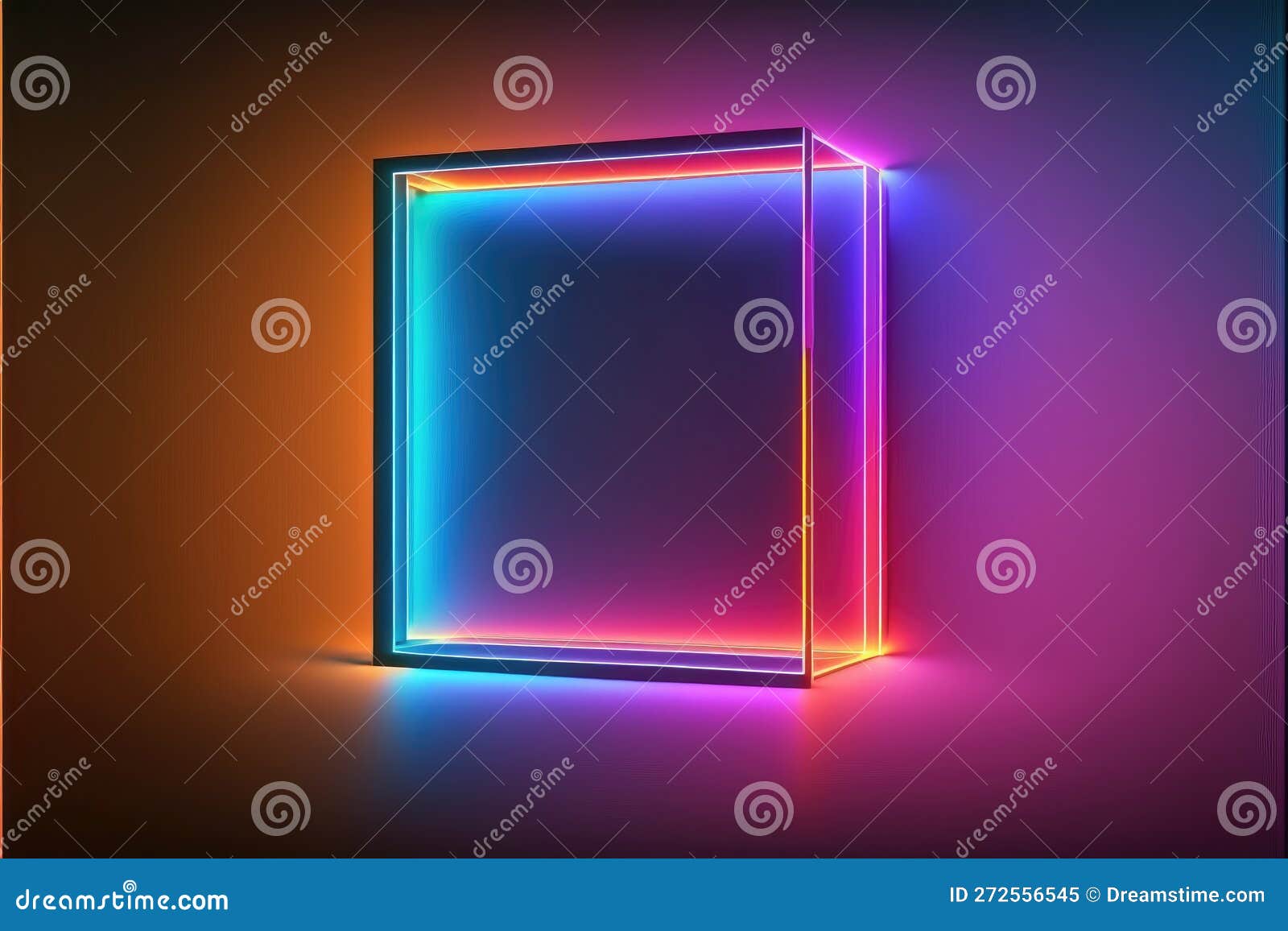 Abstract Neon Overlap Square Frame with Shining Effects Designed. Stock ...