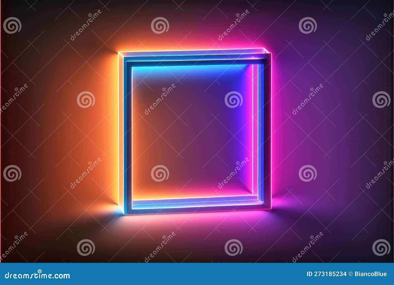 Abstract Neon Overlap Square Frame with Shining Effects Designed. Stock ...
