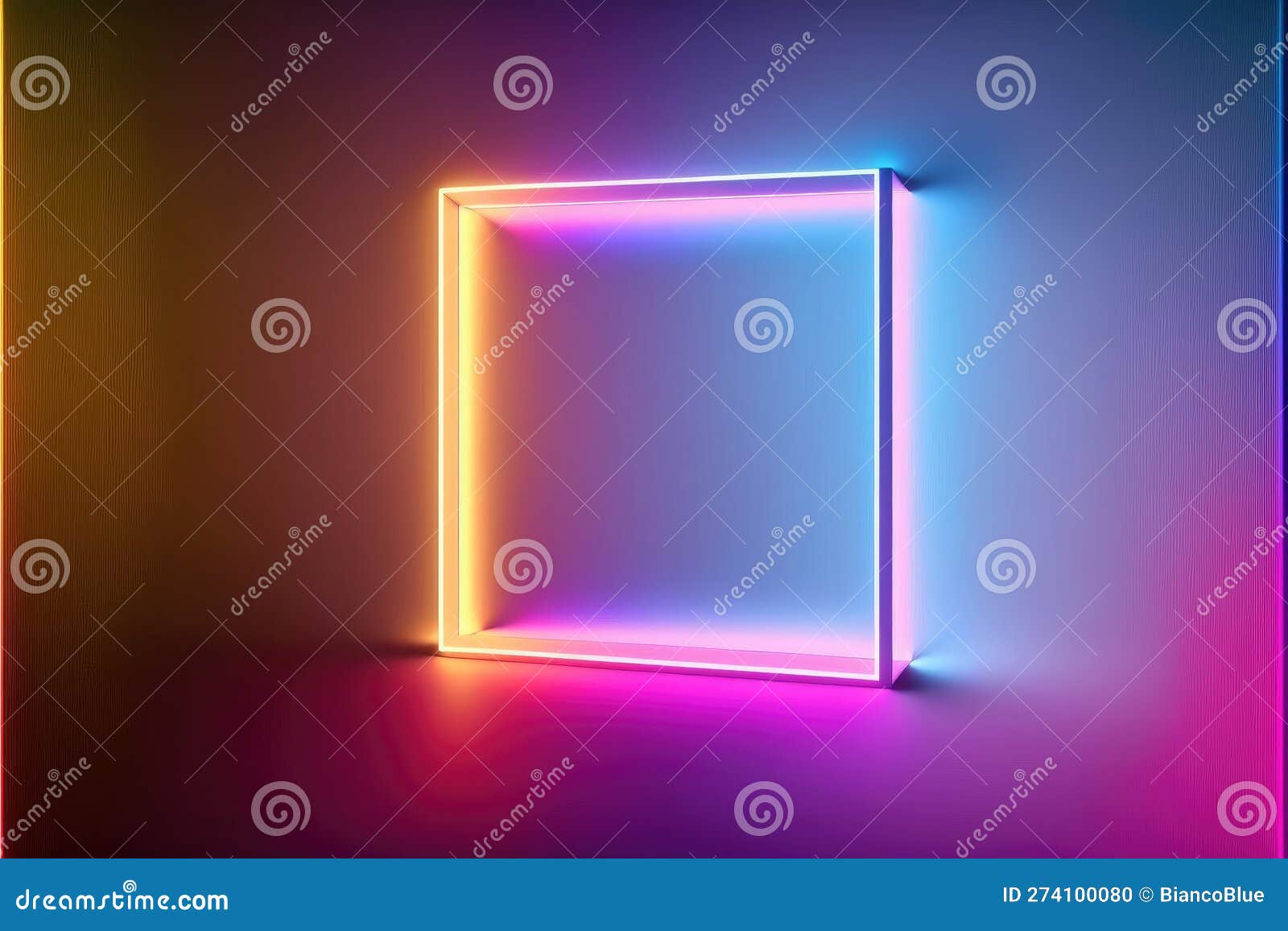 Abstract Neon Overlap Square Frame with Shining Effects Designed. Stock ...