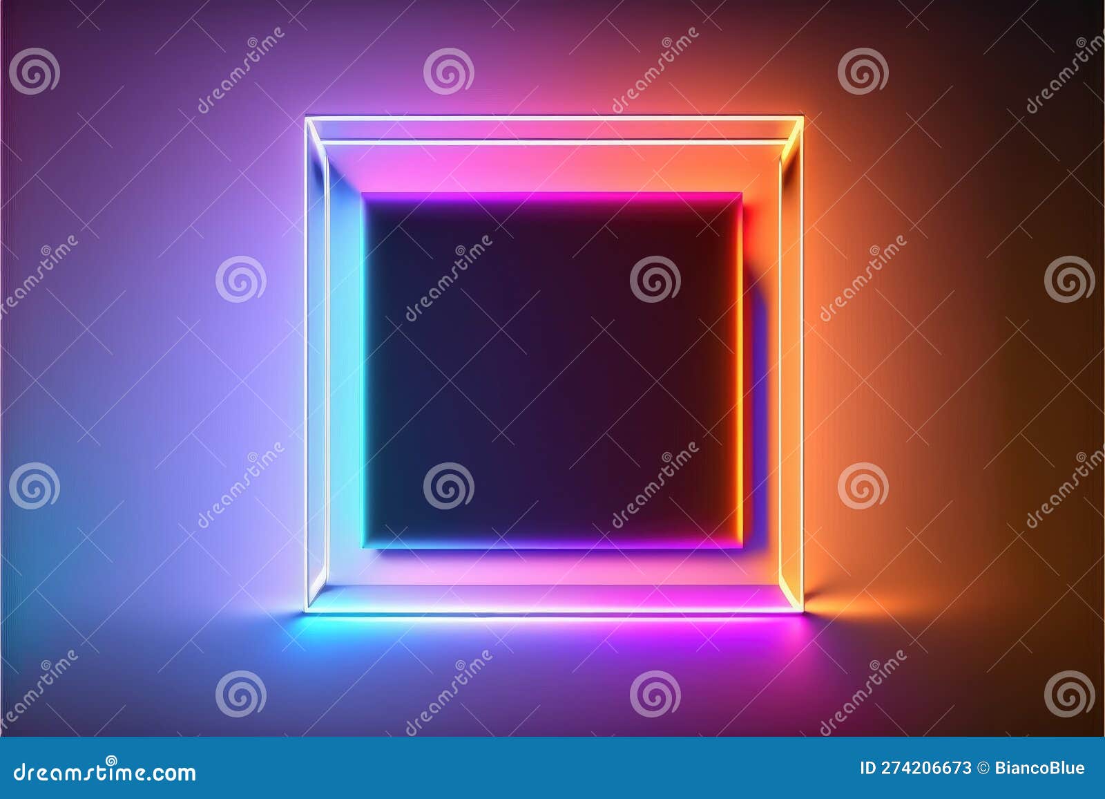 Abstract Neon Overlap Square Frame with Shining Effects Designed. Stock ...