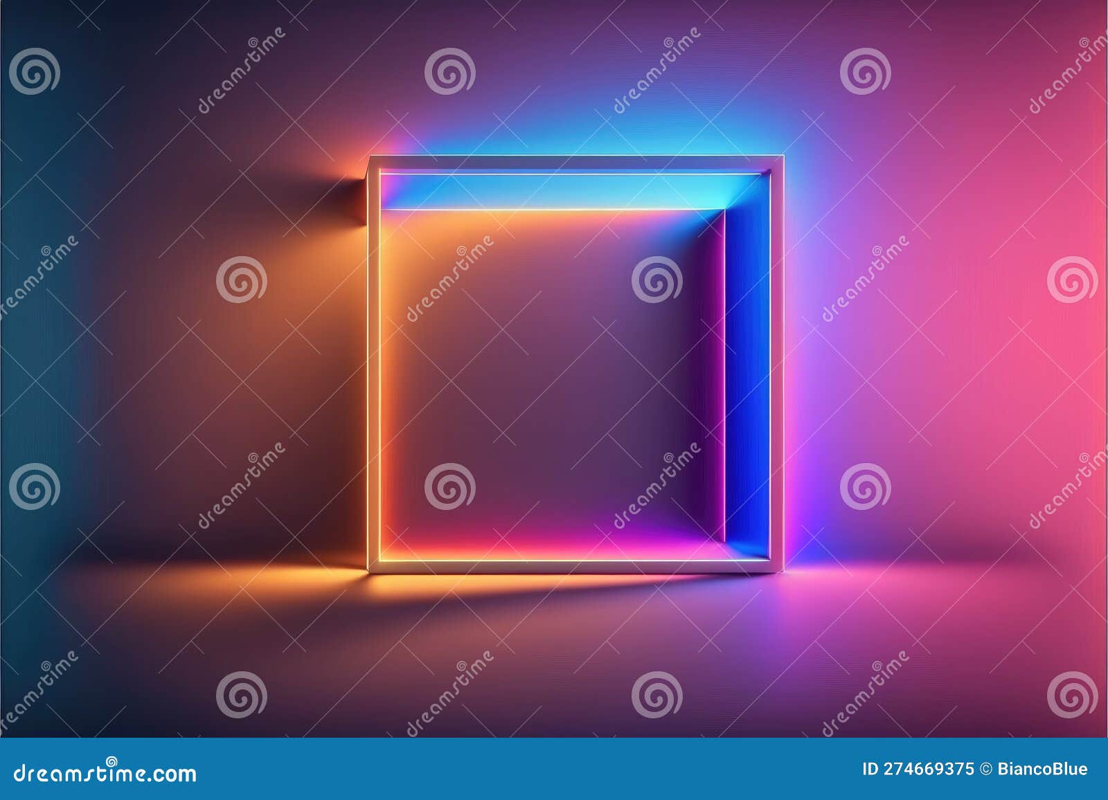 Abstract Neon Overlap Square Frame with Shining Effects Designed. Stock ...