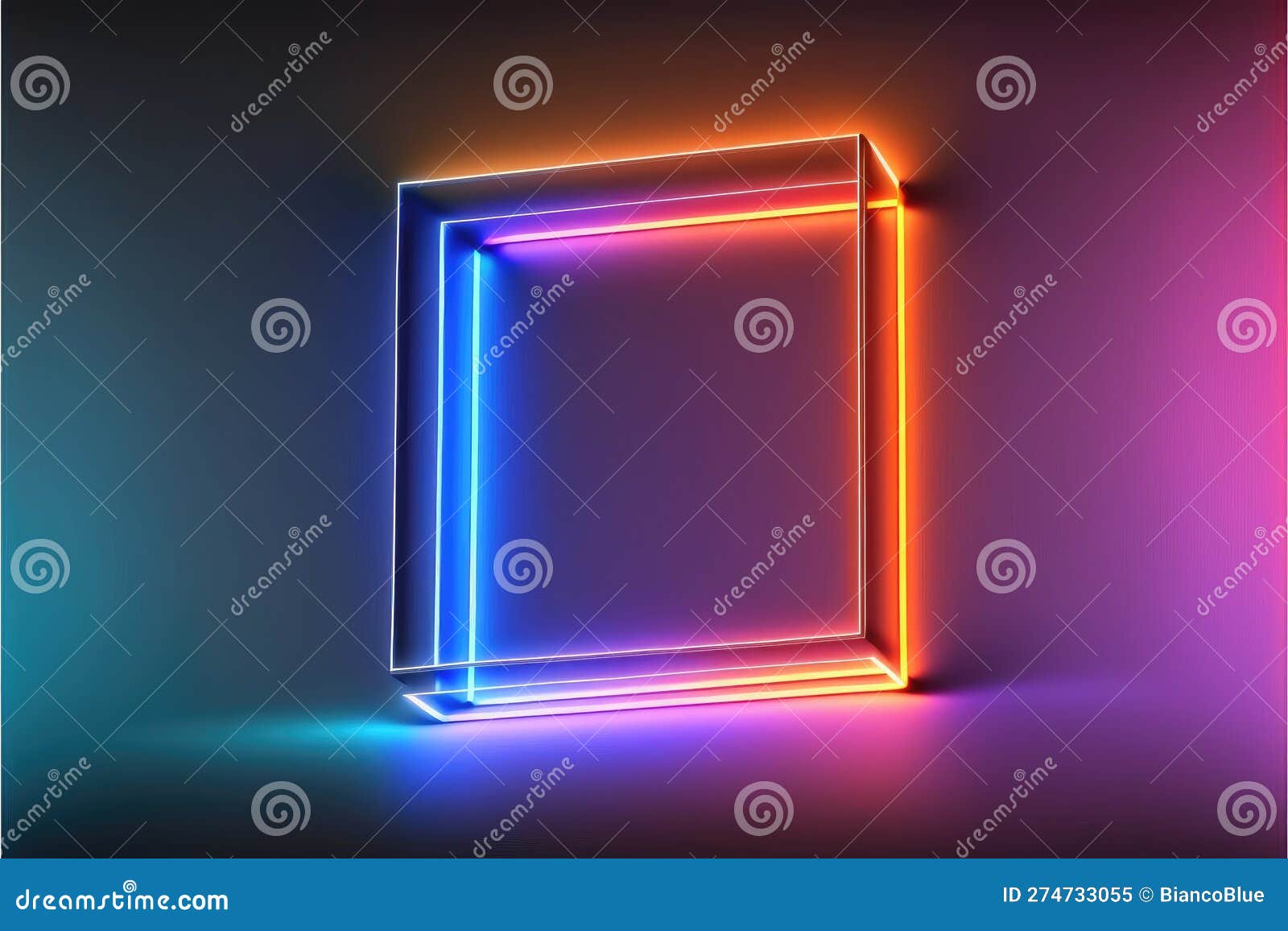 Abstract Neon Overlap Square Frame with Shining Effects Designed. Stock ...