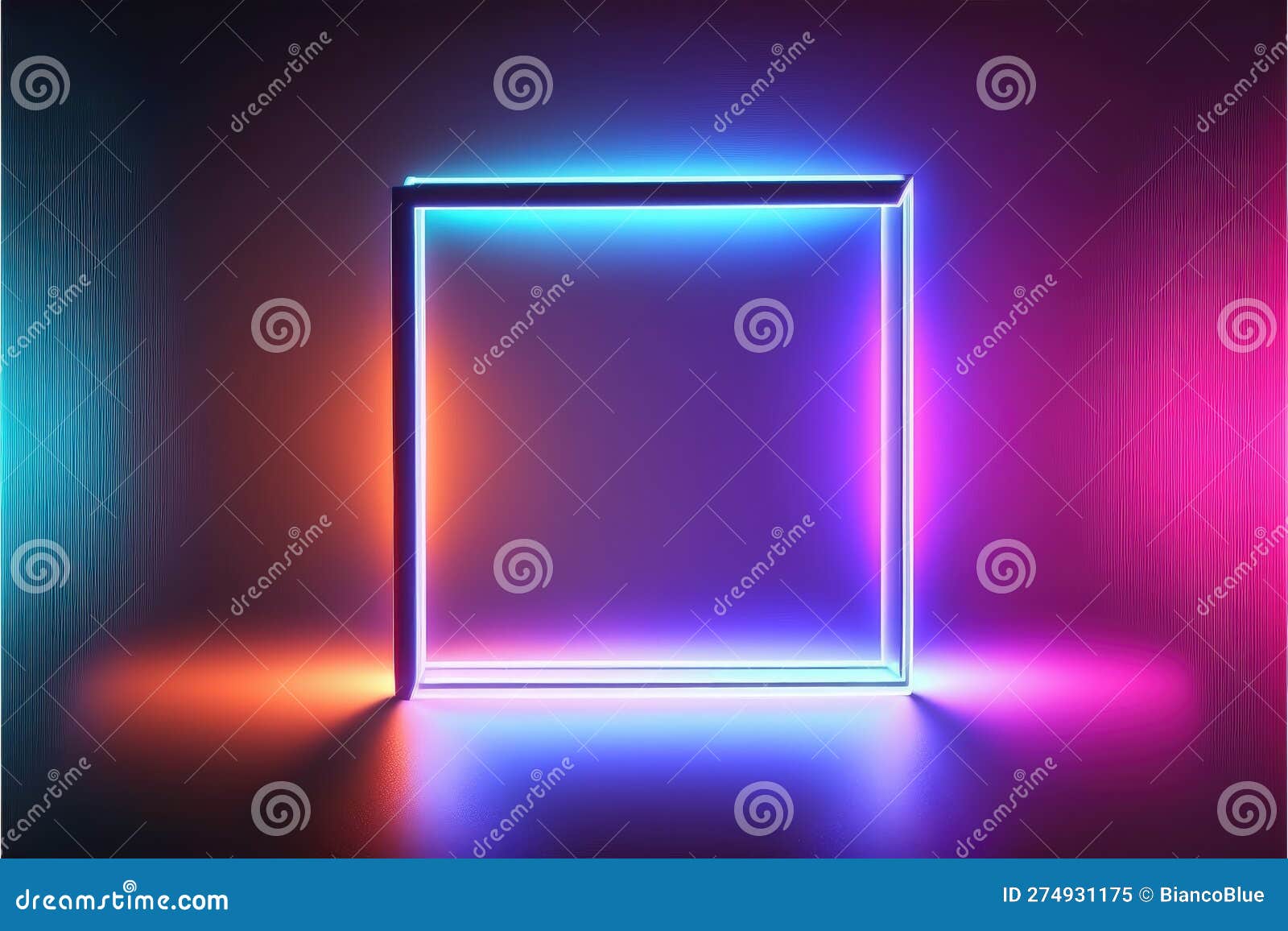 Abstract Neon Overlap Square Frame with Shining Effects Designed. Stock ...