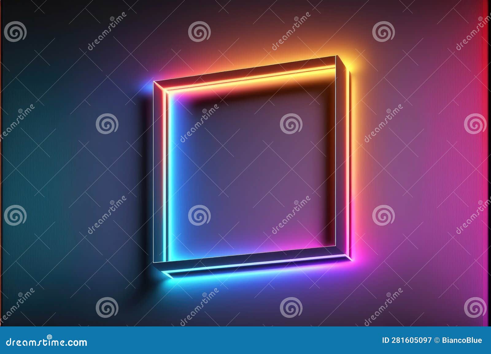 Abstract Neon Overlap Square Frame with Shining Effects Designed. Stock ...