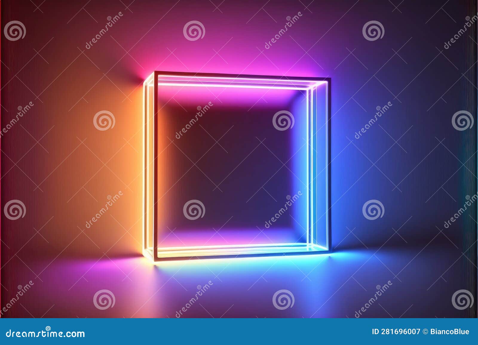 Abstract Neon Overlap Square Frame with Shining Effects Designed. Stock ...