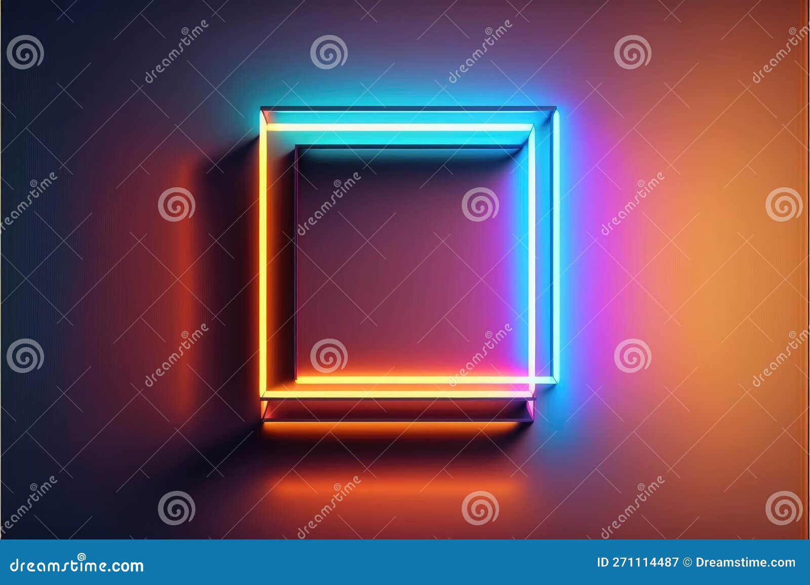 Abstract Neon Overlap Square Frame with Shining Effects Designed. Stock ...