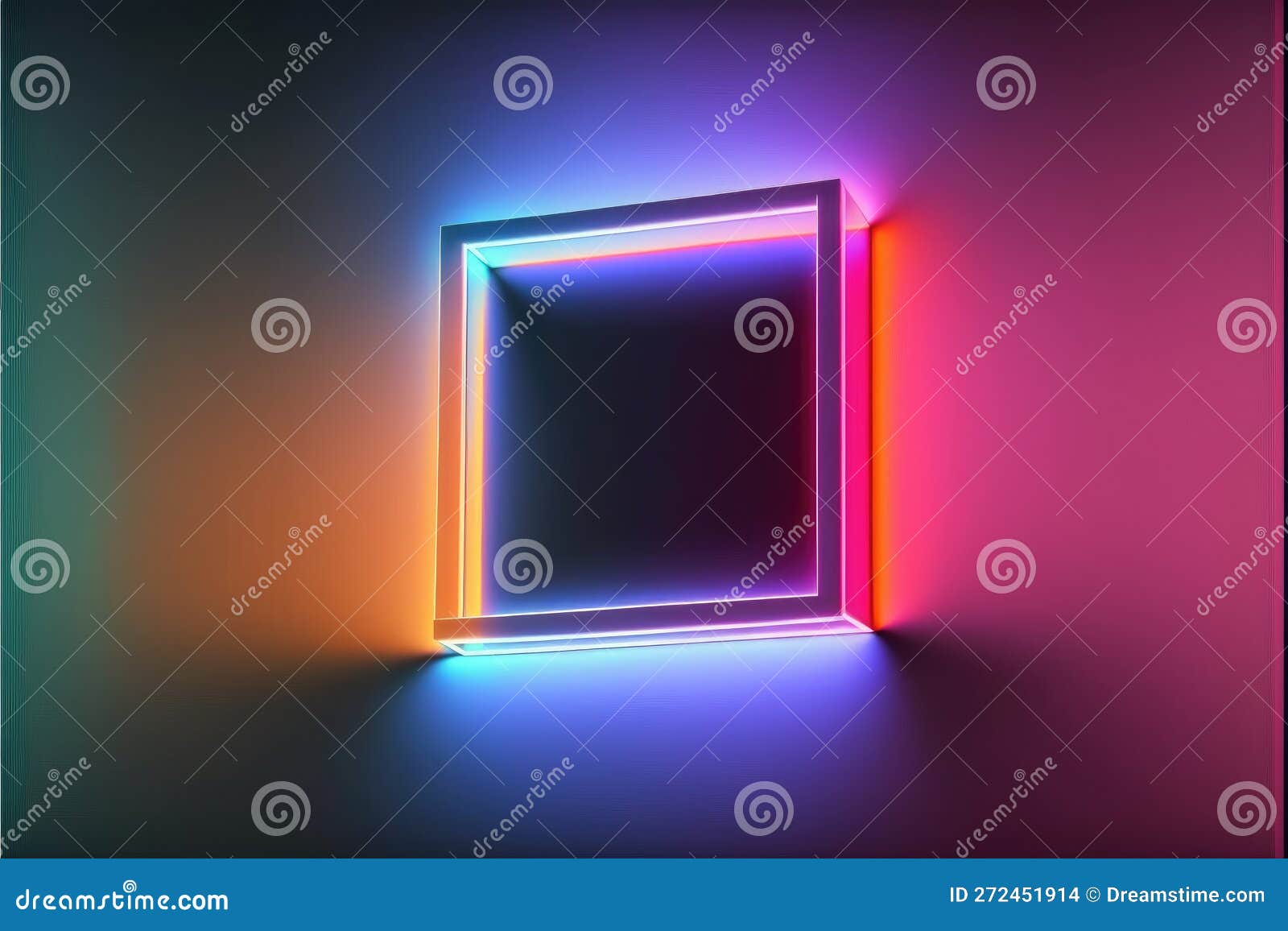 Abstract Neon Overlap Square Frame with Shining Effects Designed. Stock ...