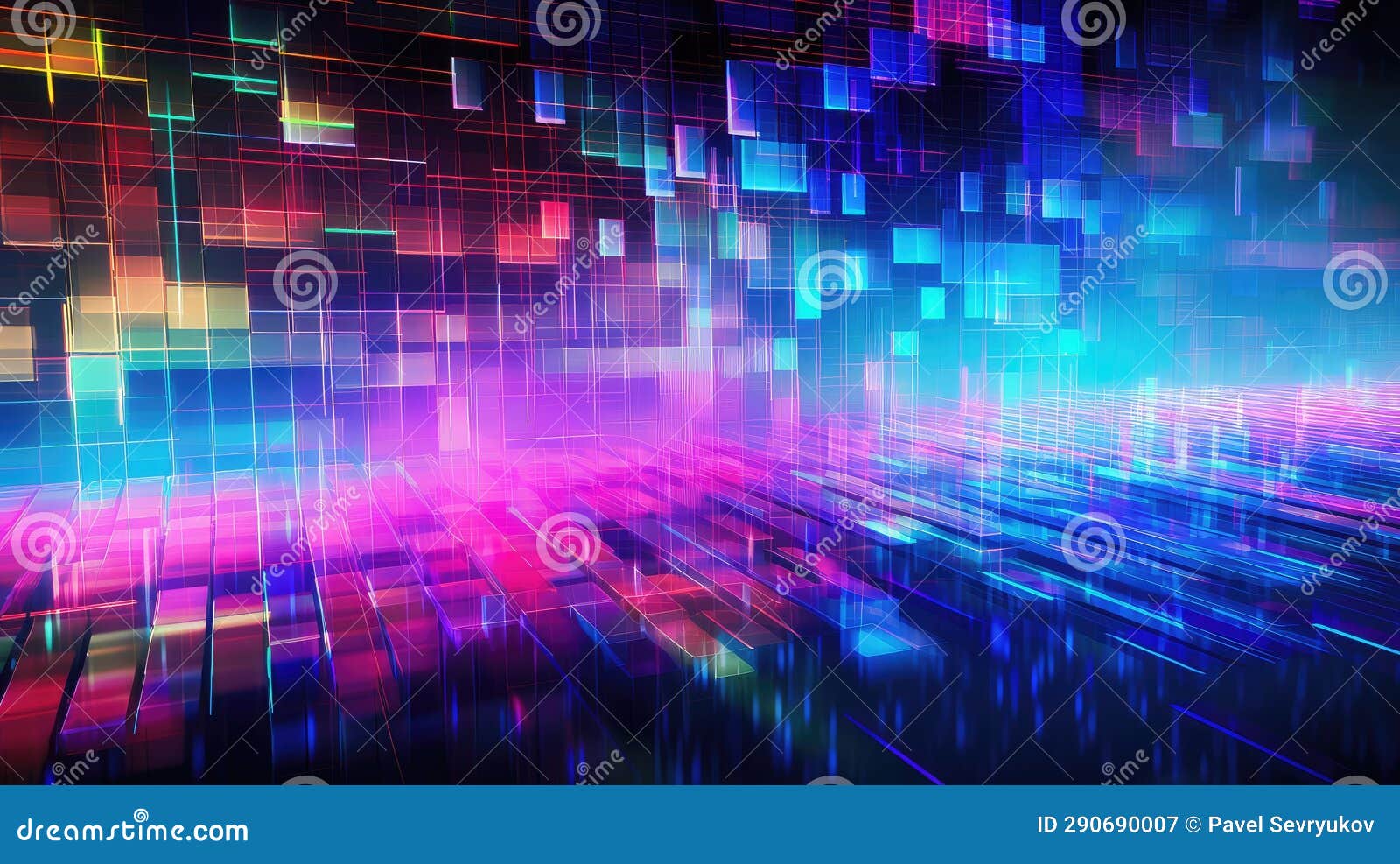 Abstract neon pixel grid stock illustration. Illustration of club ...