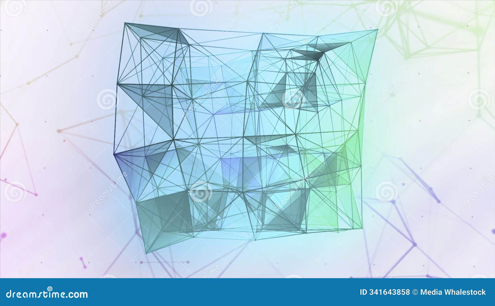 Abstract Neon Plexus Transforming Cube on a Black Background. Motion ...