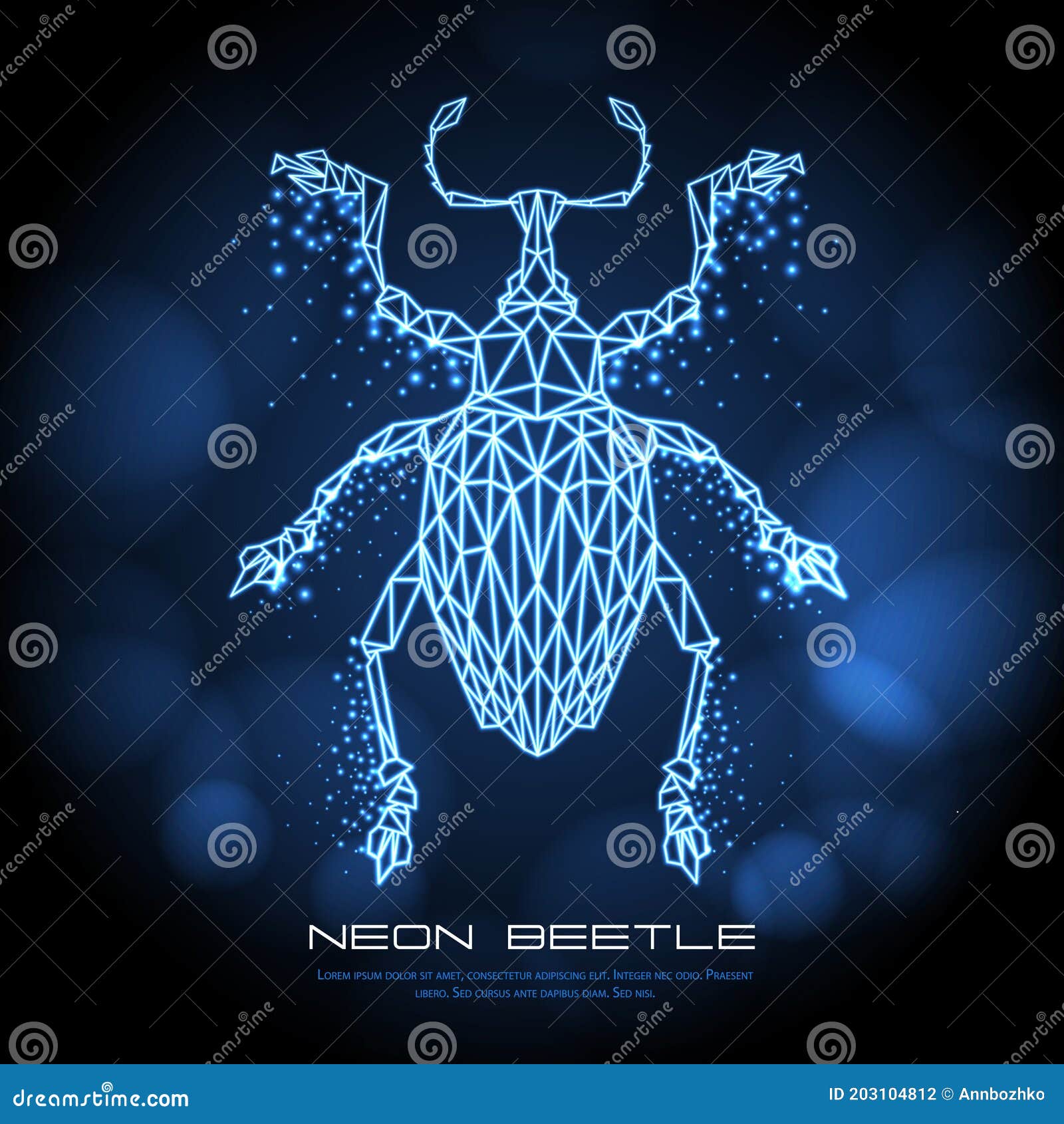 Abstract Neon Polygonal Triangle Curculionidae Beetle. Bug Neon Sign ...