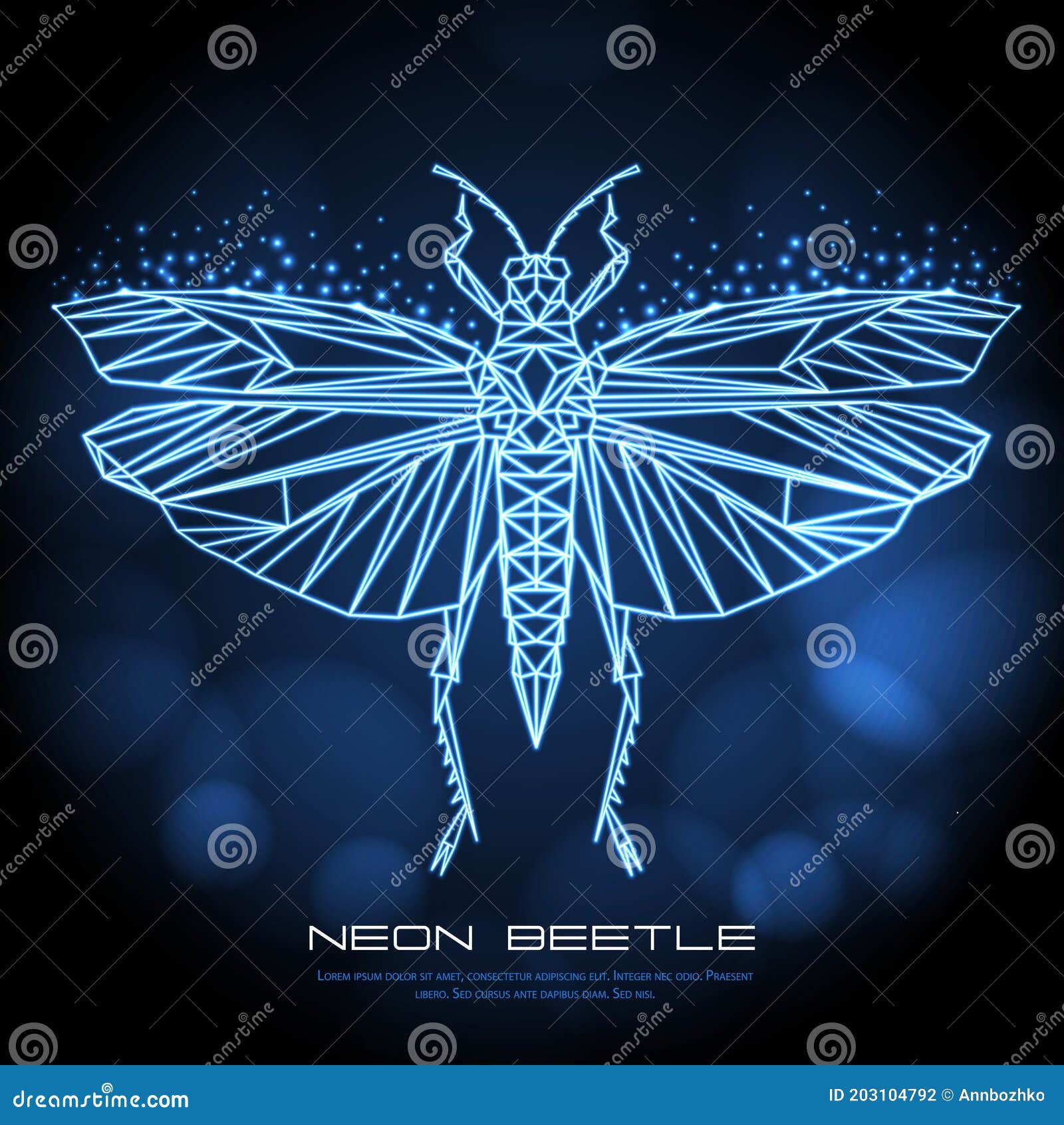 Abstract Neon Polygonal Triangle Grasshopper. Bug Neon Sign ...