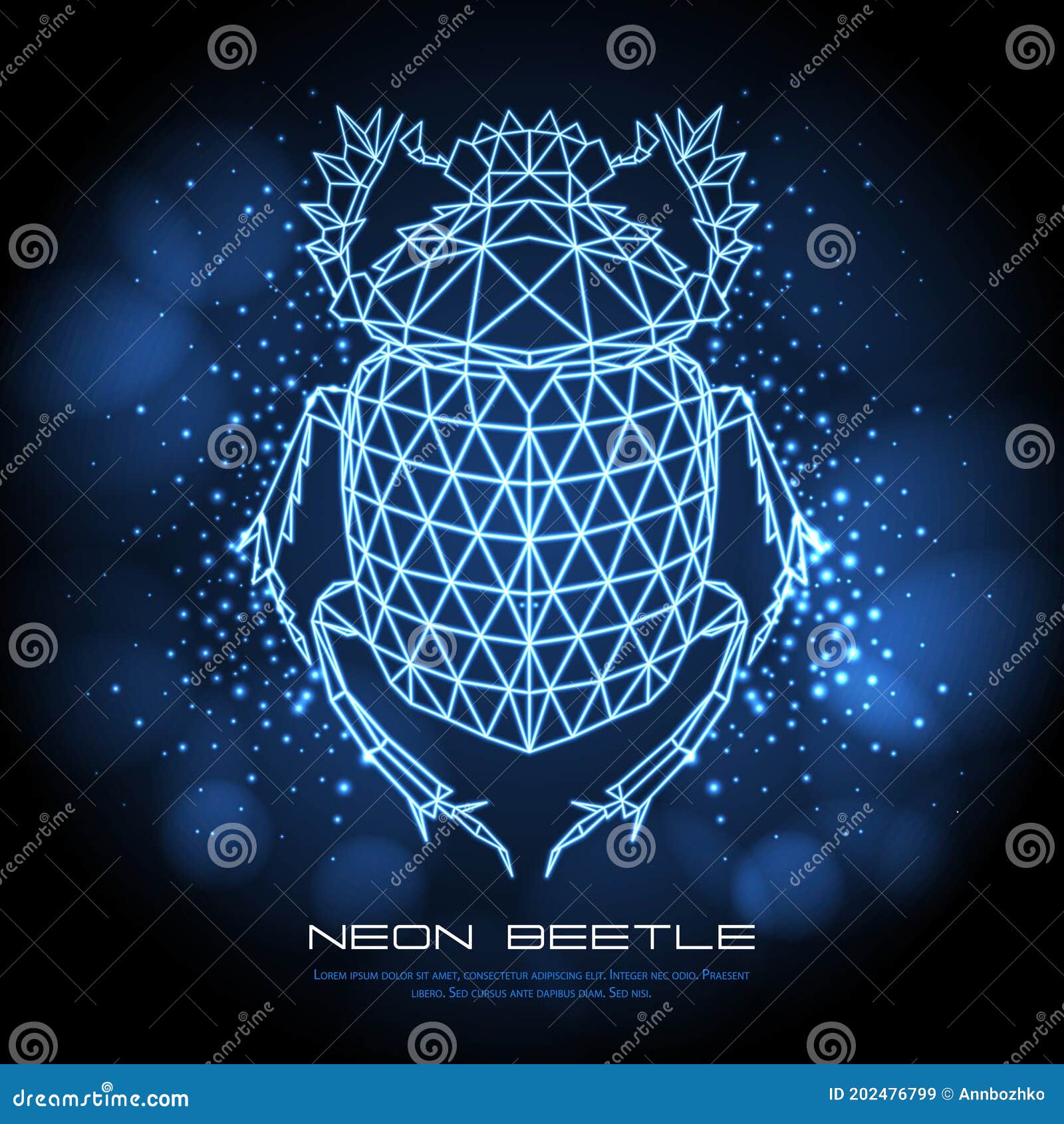 Abstract Neon Polygonal Triangle Scarsb Beetle. Bug Neon Sign ...