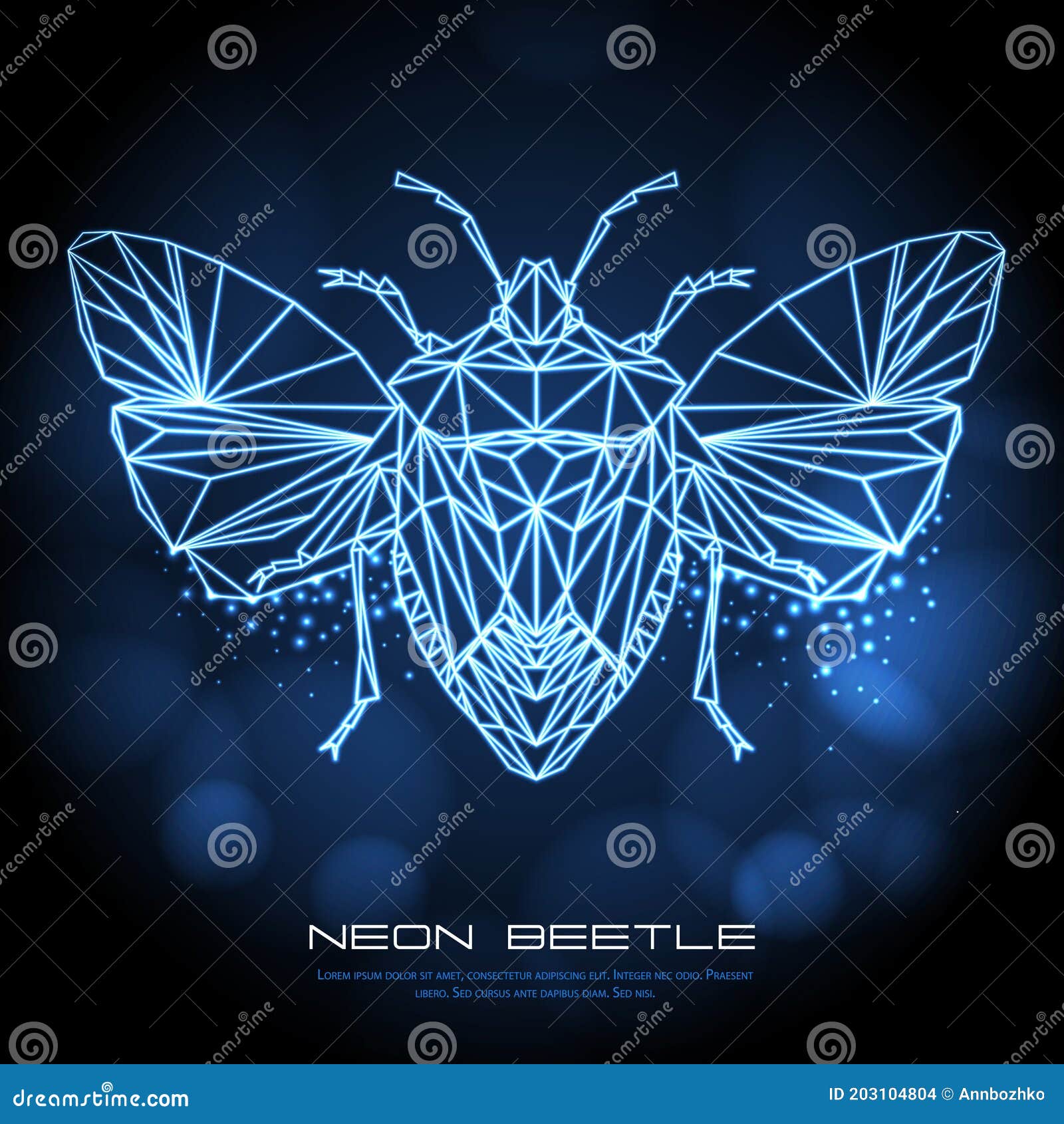Abstract Neon Polygonal Triangle Shield Bug. Bug Neon Sign ...