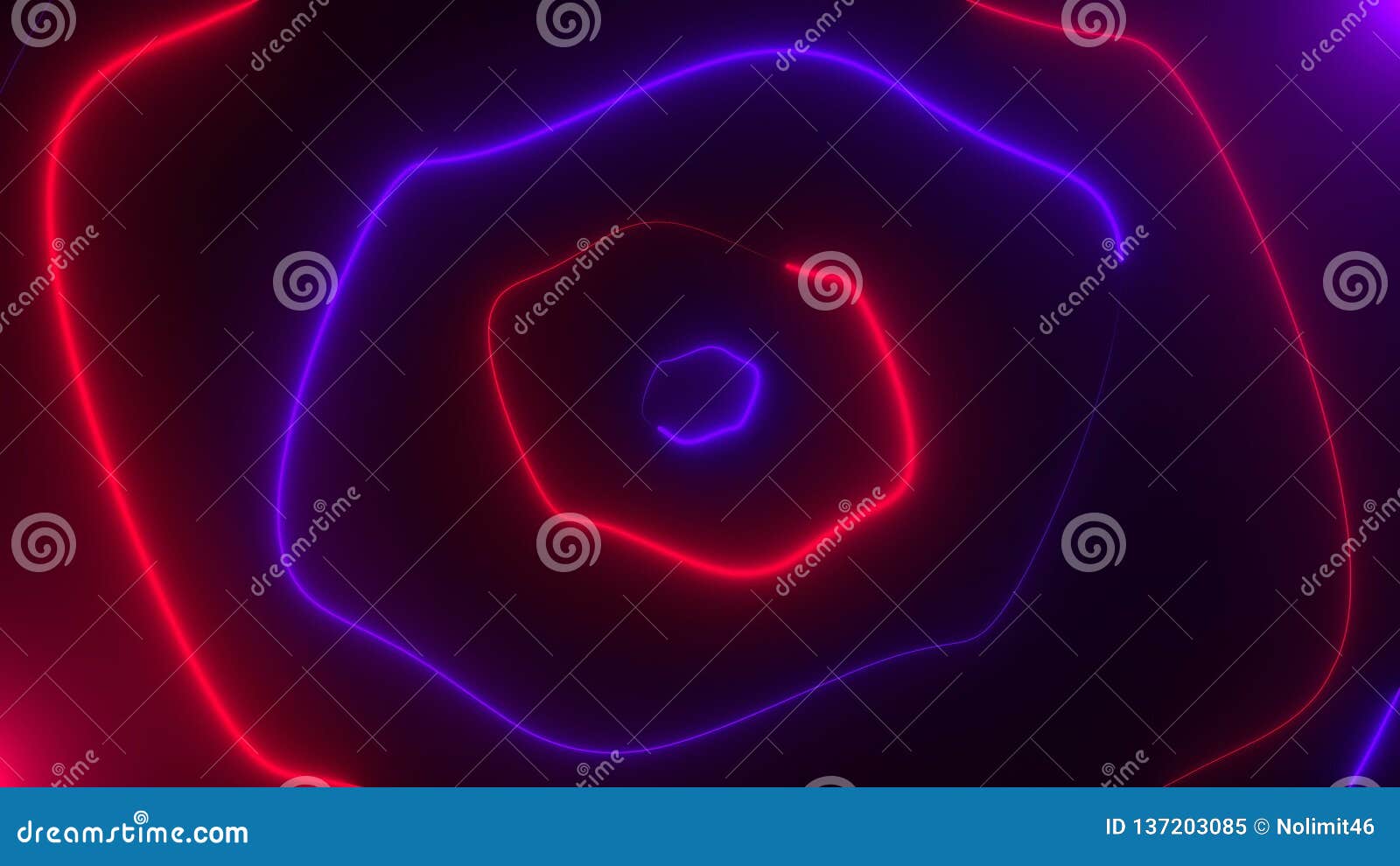 Abstract Neon Random Shapes with Illumination, 3d Render Backdrop ...
