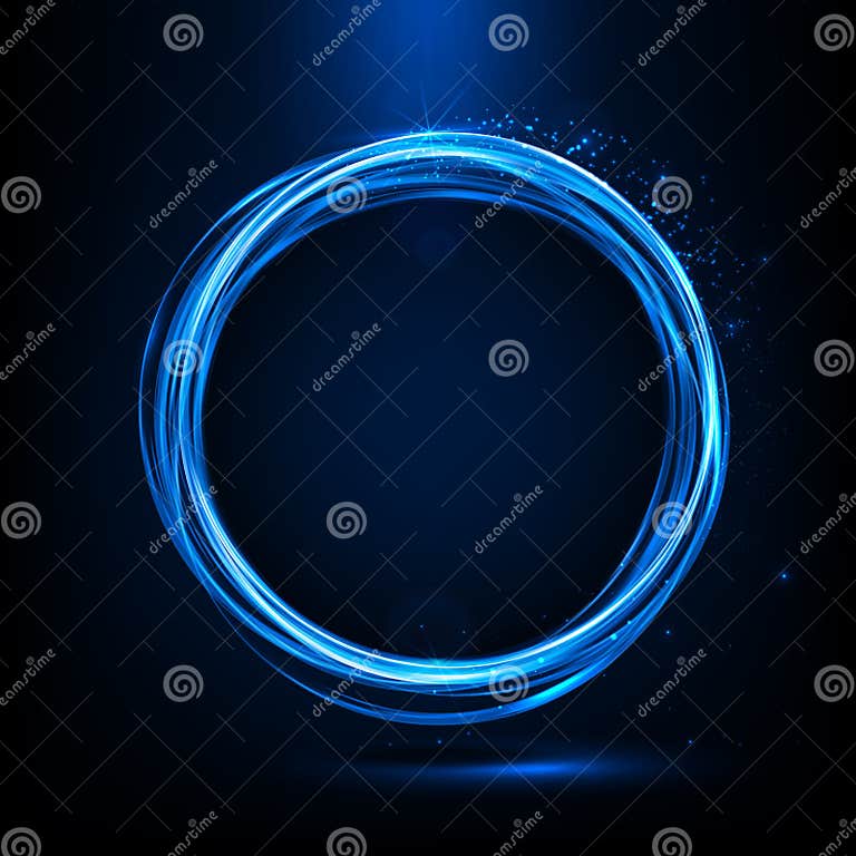 Abstract Neon Ring. Light Effect. the Whirlwind of Shiny Particles ...