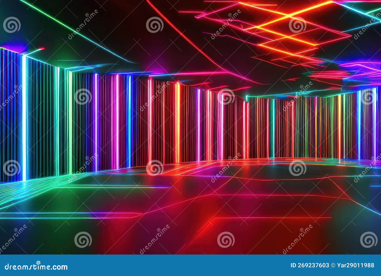 Abstract Neon Room, Wall. AI Generative Stock Illustration ...
