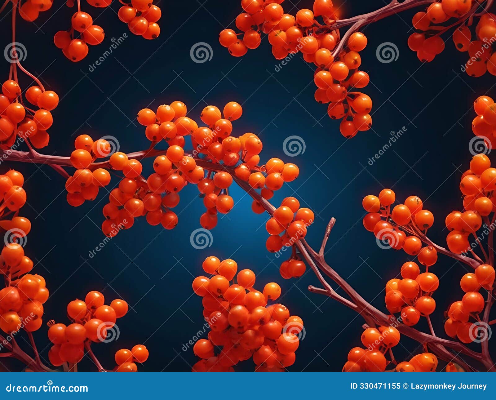 Abstract Neon Rowanberry Illustration of Fall Nature Promotion Stock ...