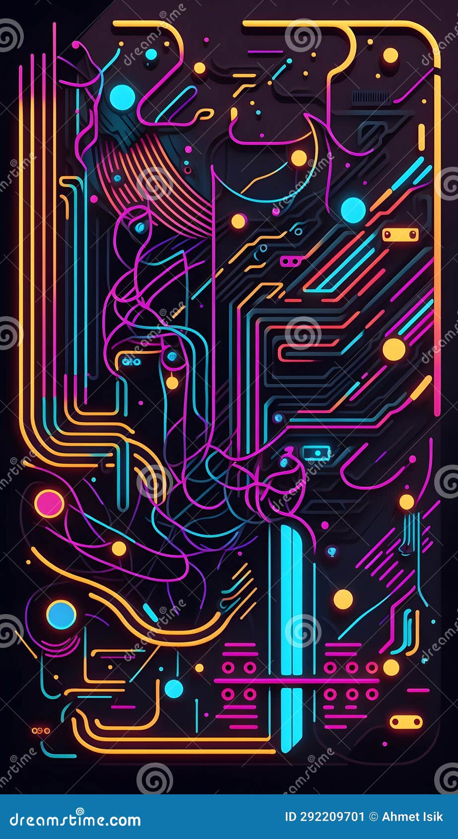 Neon shapes pattern stock illustration. Illustration of textile - 292209701