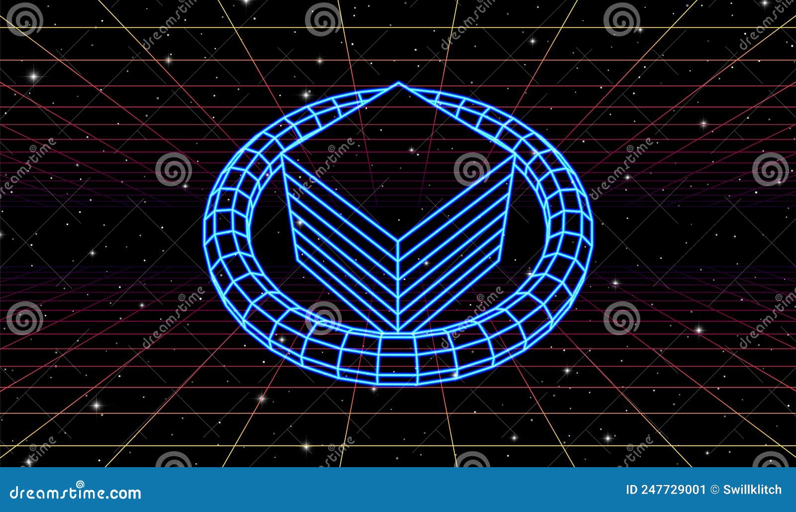 Abstract Neon Shapes in Retro Space. 80s or Synthwave Styled Neon ...