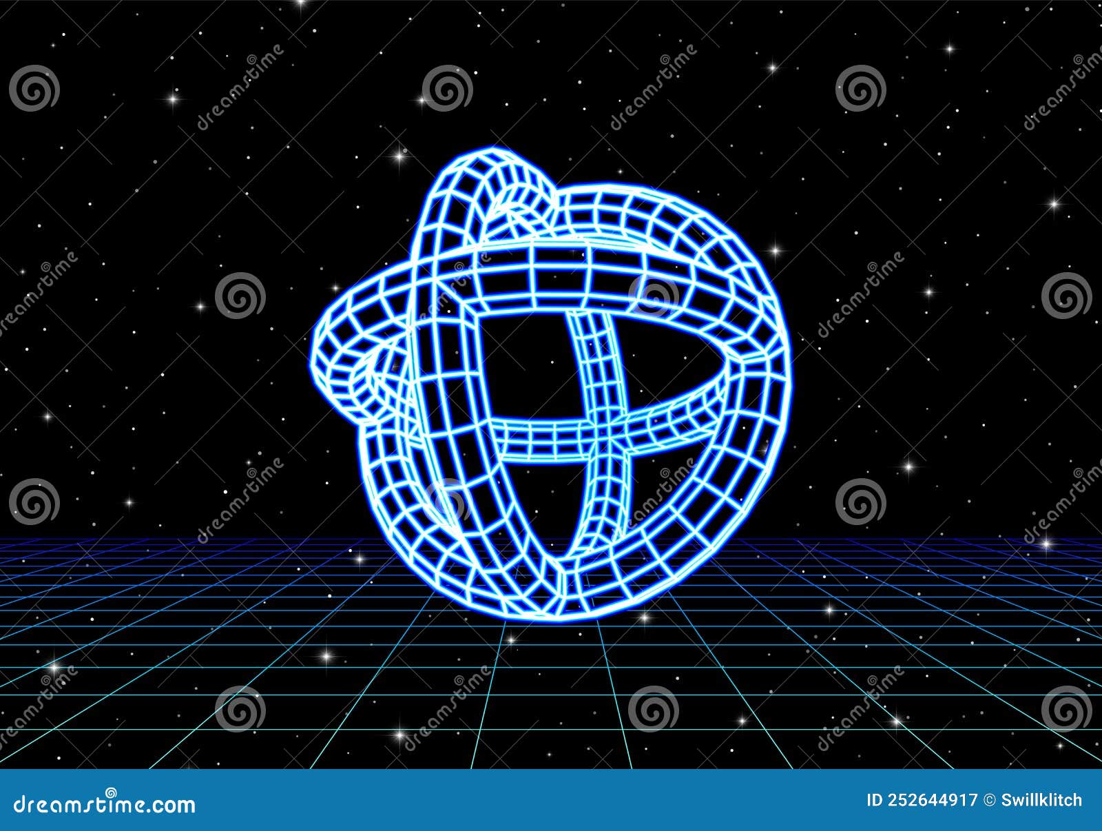 Abstract Neon Shapes in Retro Space. 80s or Synthwave Styled Neon ...