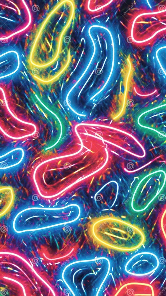 Abstract Neon Shapes in Vibrant Colors Create a Dynamic, Playful Visual ...