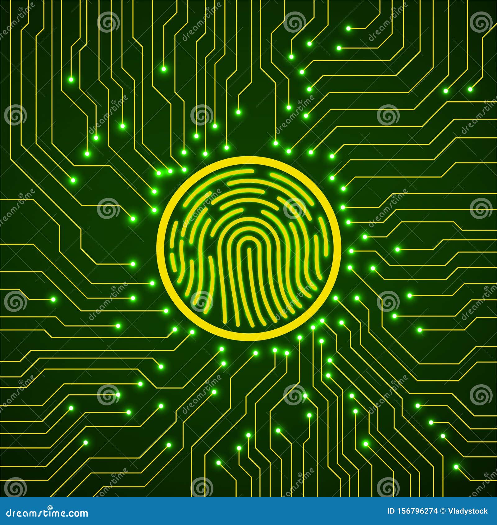 Abstract Neon Sign Fingerprint on Circuit Board Stock Vector ...