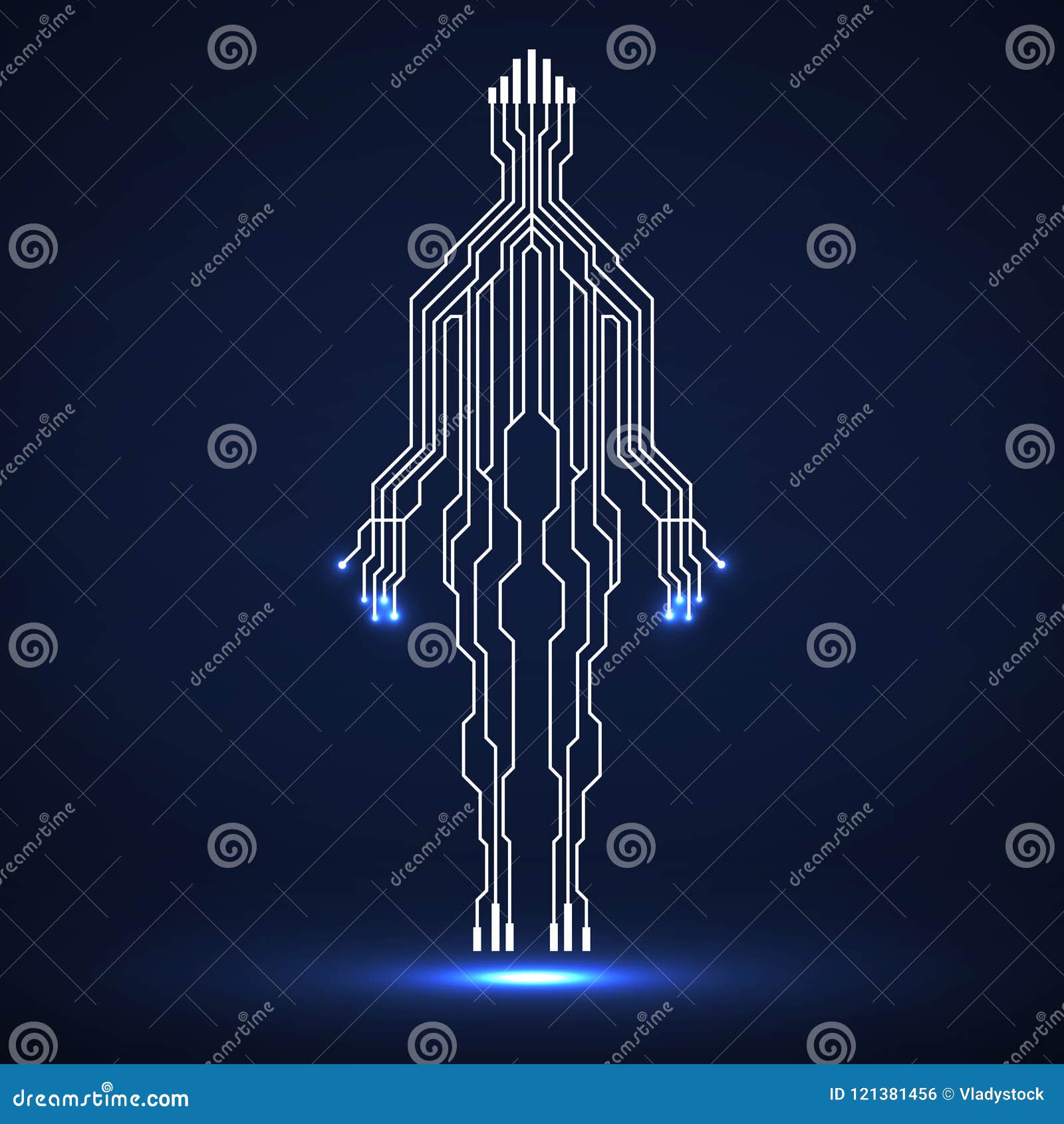 Abstract Neon Silhouette Man Stock Vector - Illustration of line, tech ...