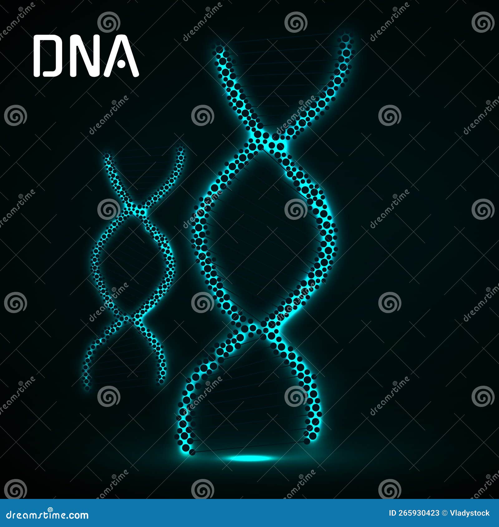 Abstract Neon Spiral of DNA, Glowing Molecular Background and Science ...