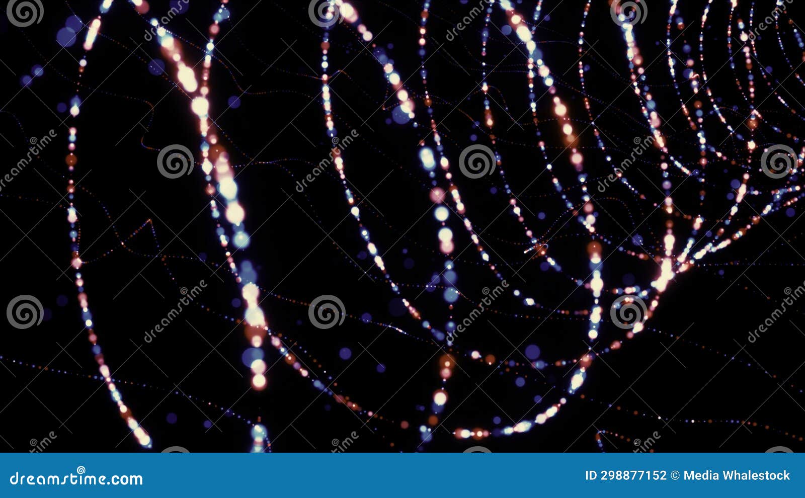 Abstract Neon Spiral Shape of Many Tiny Particles on a Dark Background ...