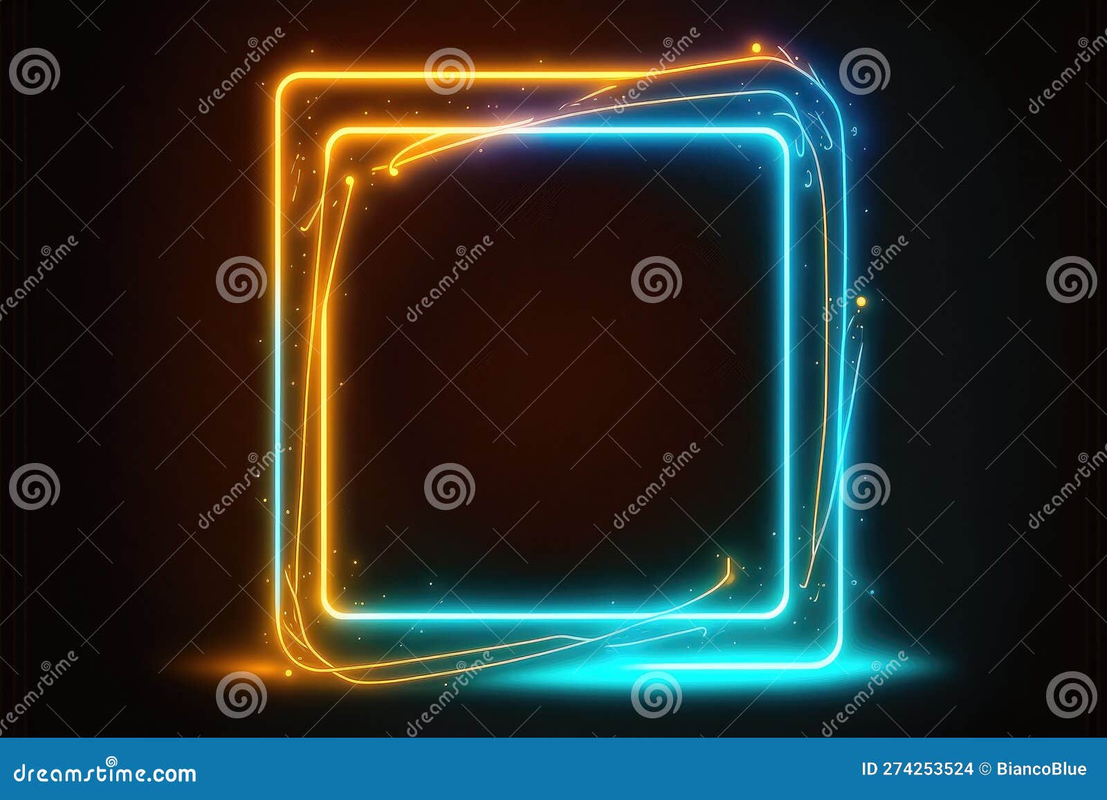 Abstract of Neon Square Shape Isolated on Space Background in Spotlight ...